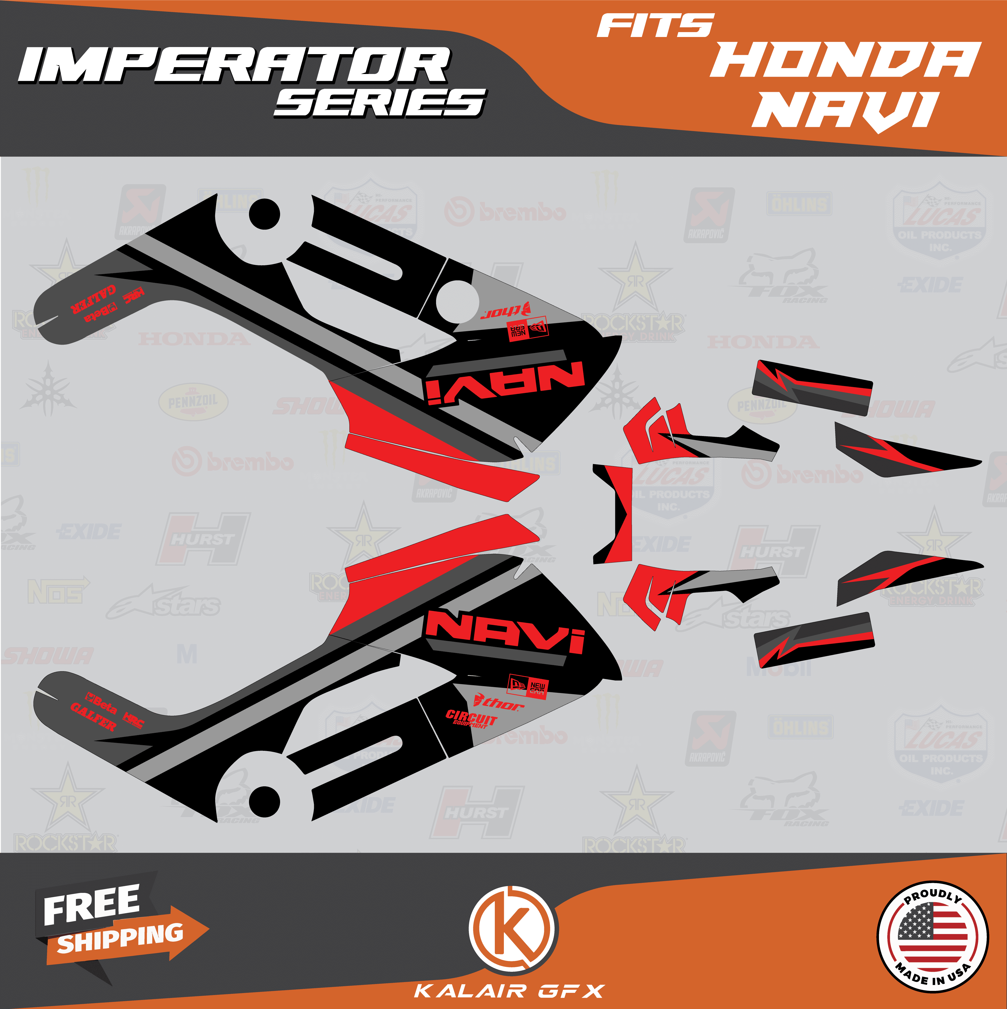 Kalair GFX Graphics Kit for Honda NAVI (2016-2022) Imperator Series ...