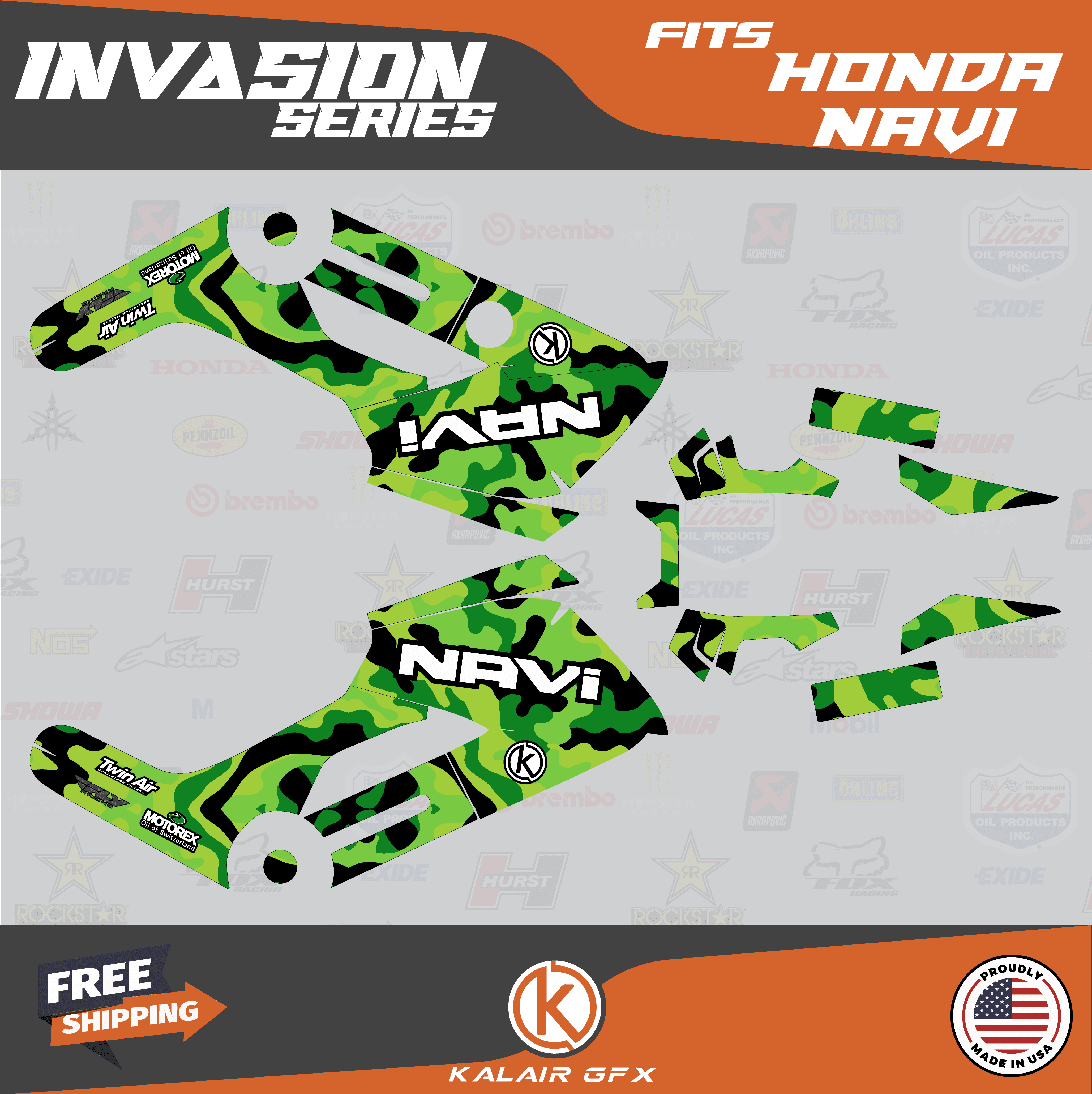 Kalair GFX Graphics Kit for Honda NAVI (2016-2022) Invasion Series - Walmart.com