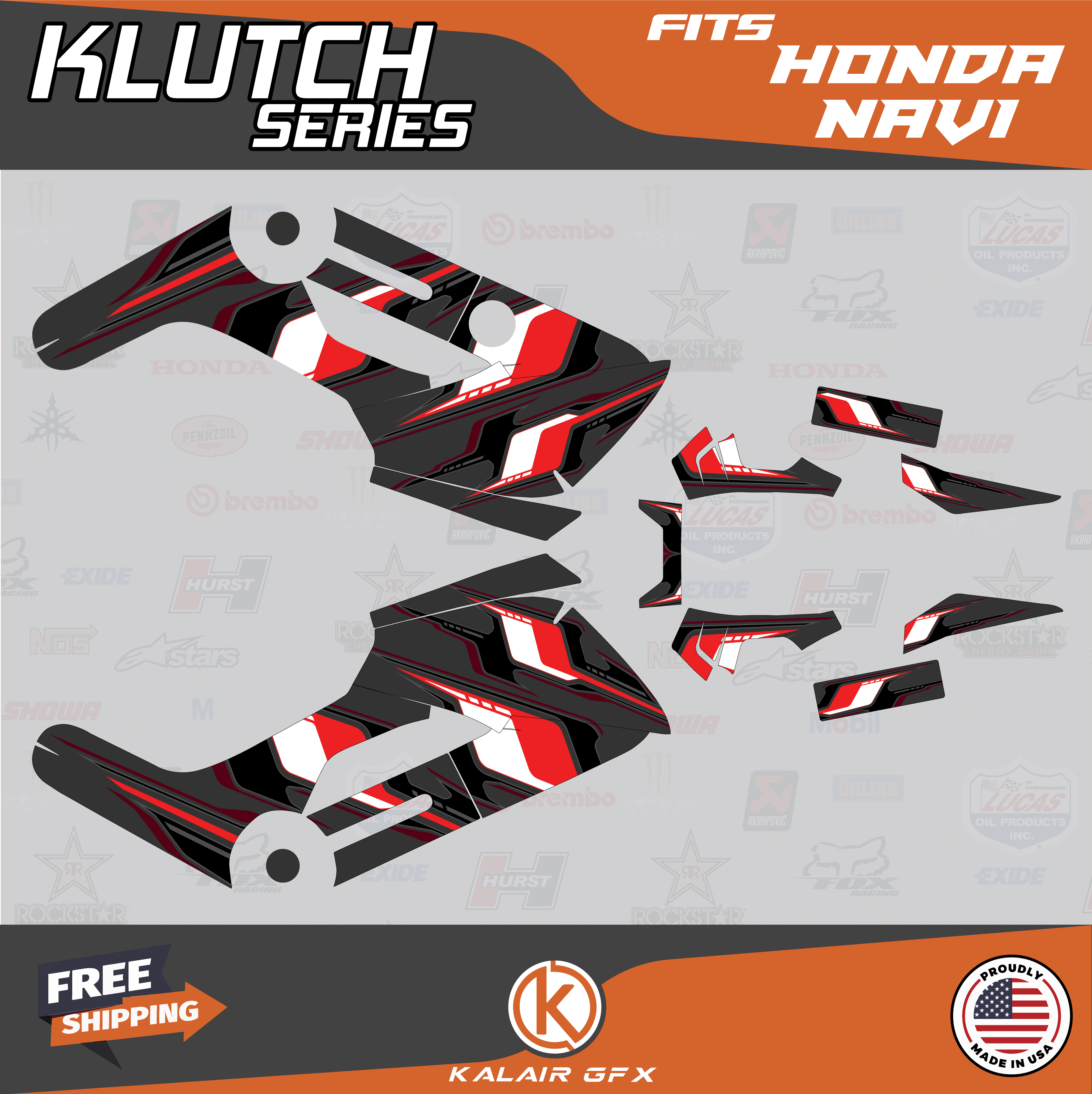 Kalair GFX Graphics Kit for Honda NAVI (2016-2022) Klutch Series ...