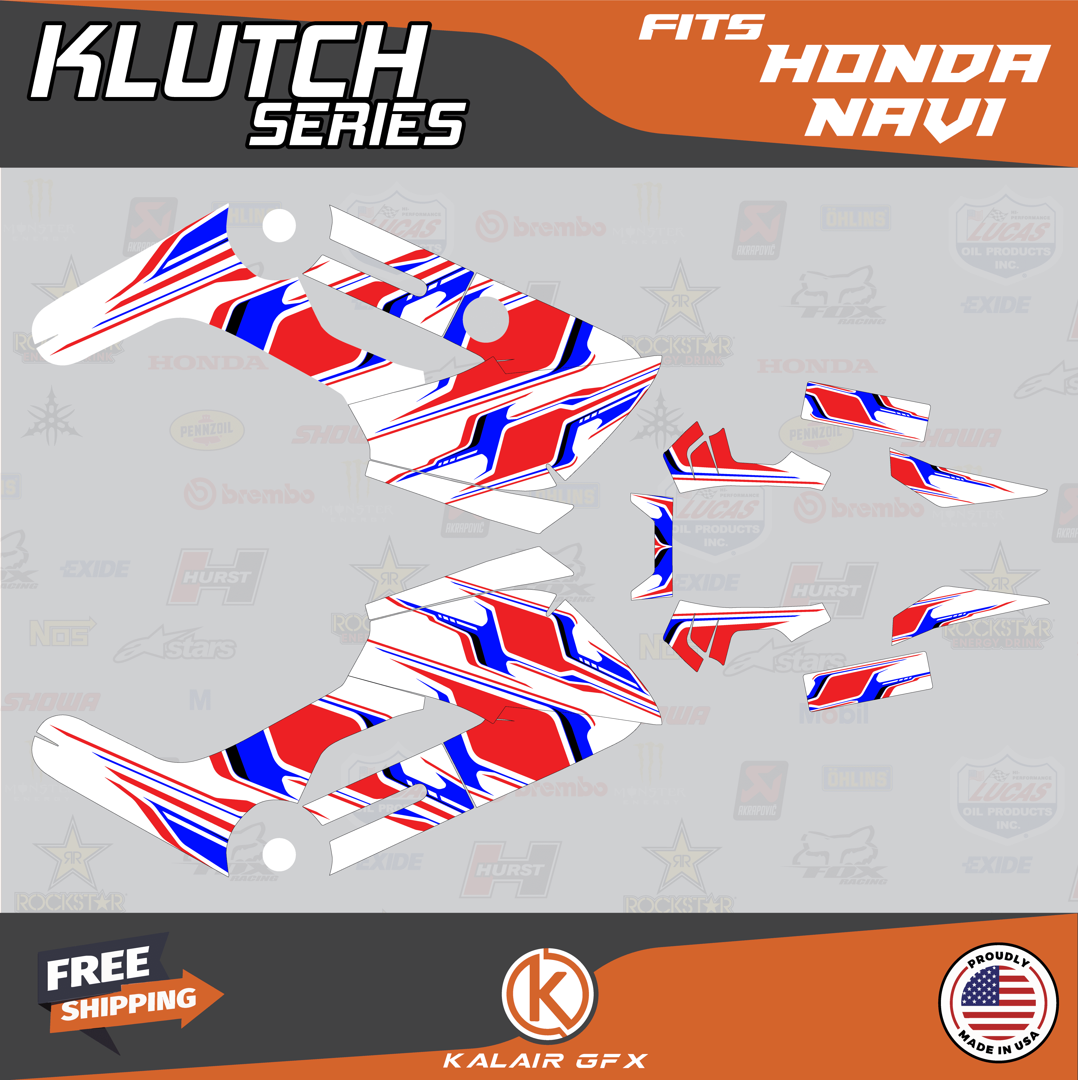 Kalair GFX Graphics Kit for Honda NAVI (2016-2022) Klutch Series ...