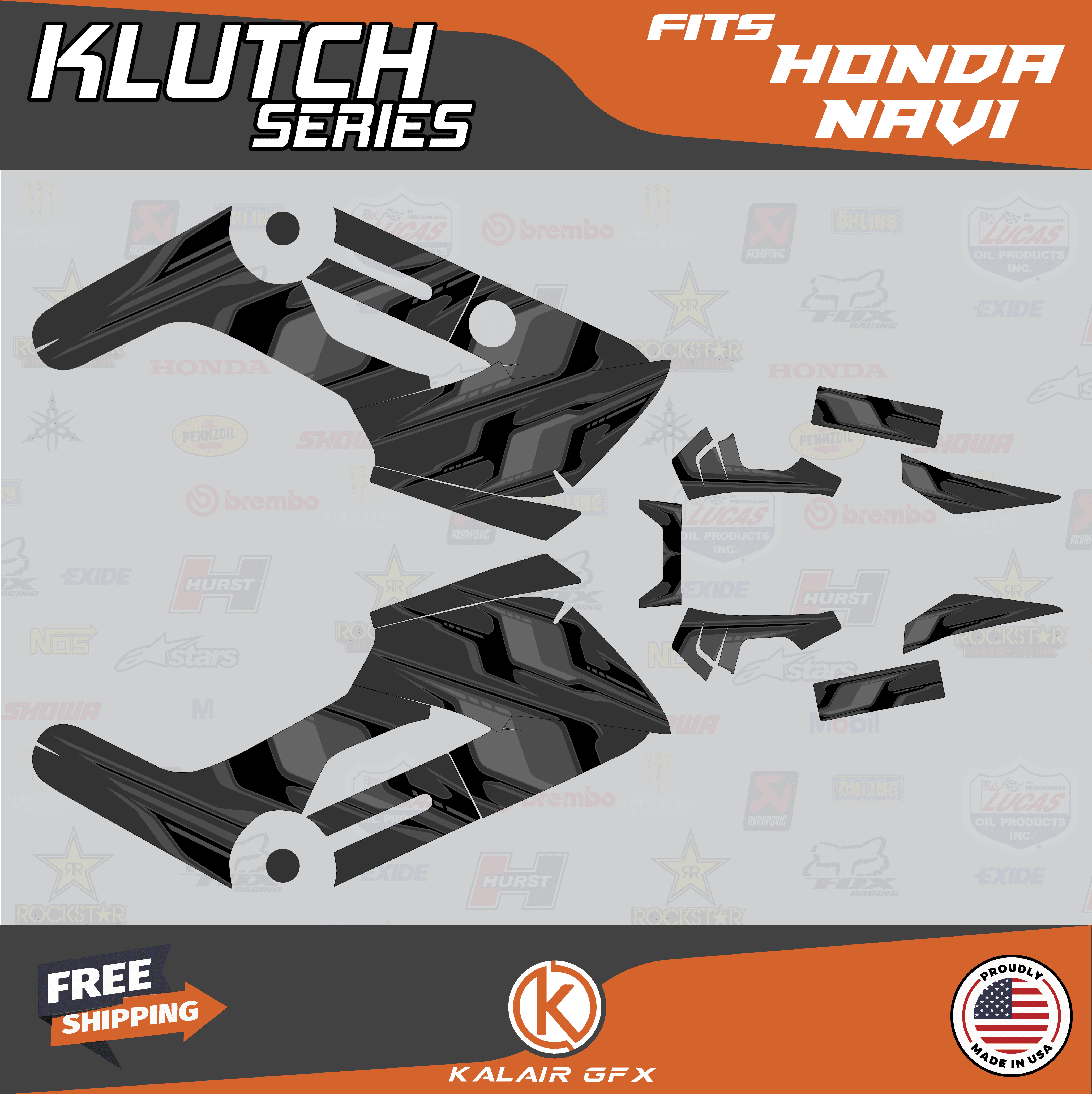 Kalair GFX Graphics Kit for Honda NAVI (2016-2022) Klutch Series ...