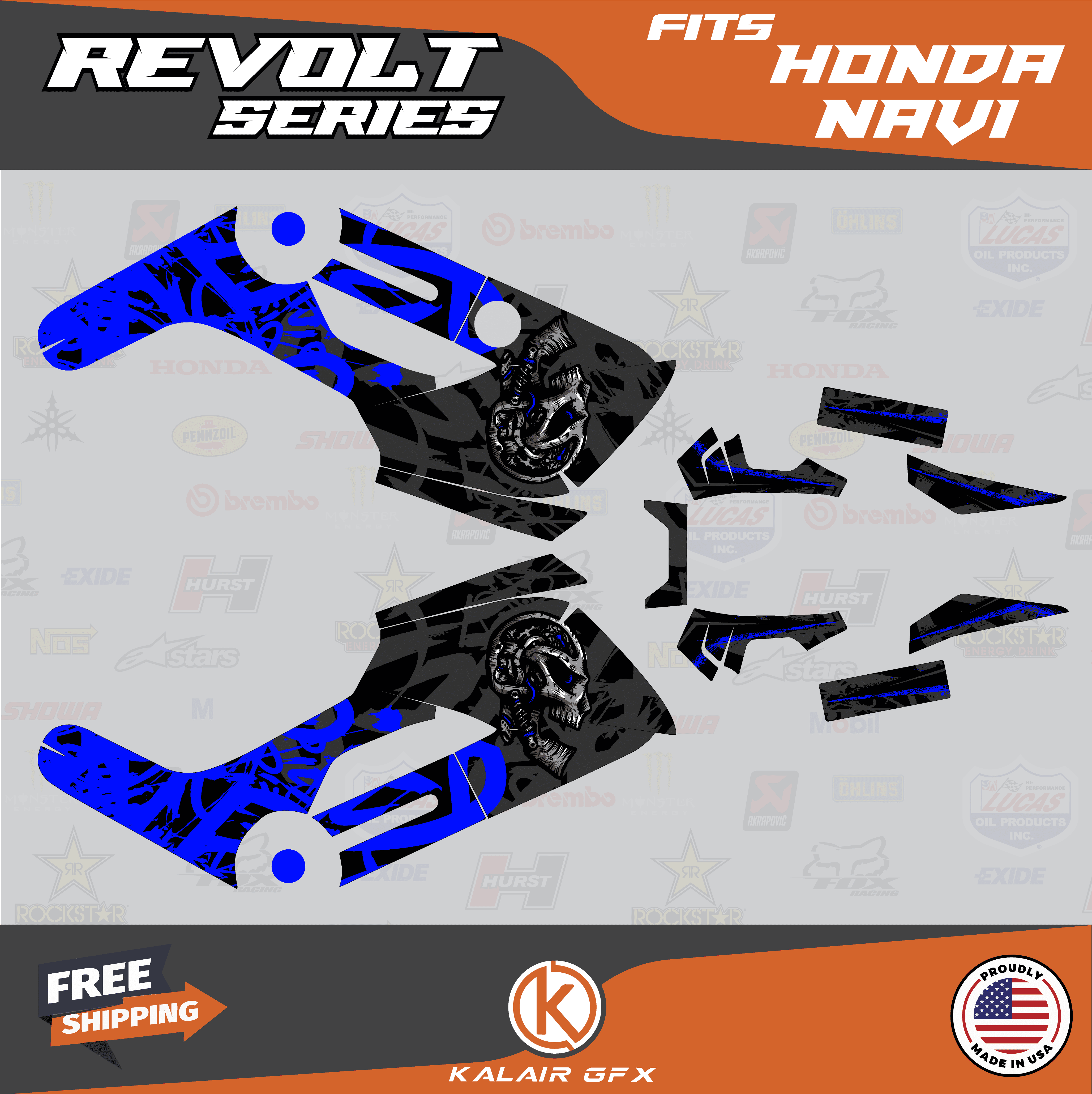 Kalair GFX Graphics Kit for Honda NAVI (2016-2022) Revolt Series - Walmart.com