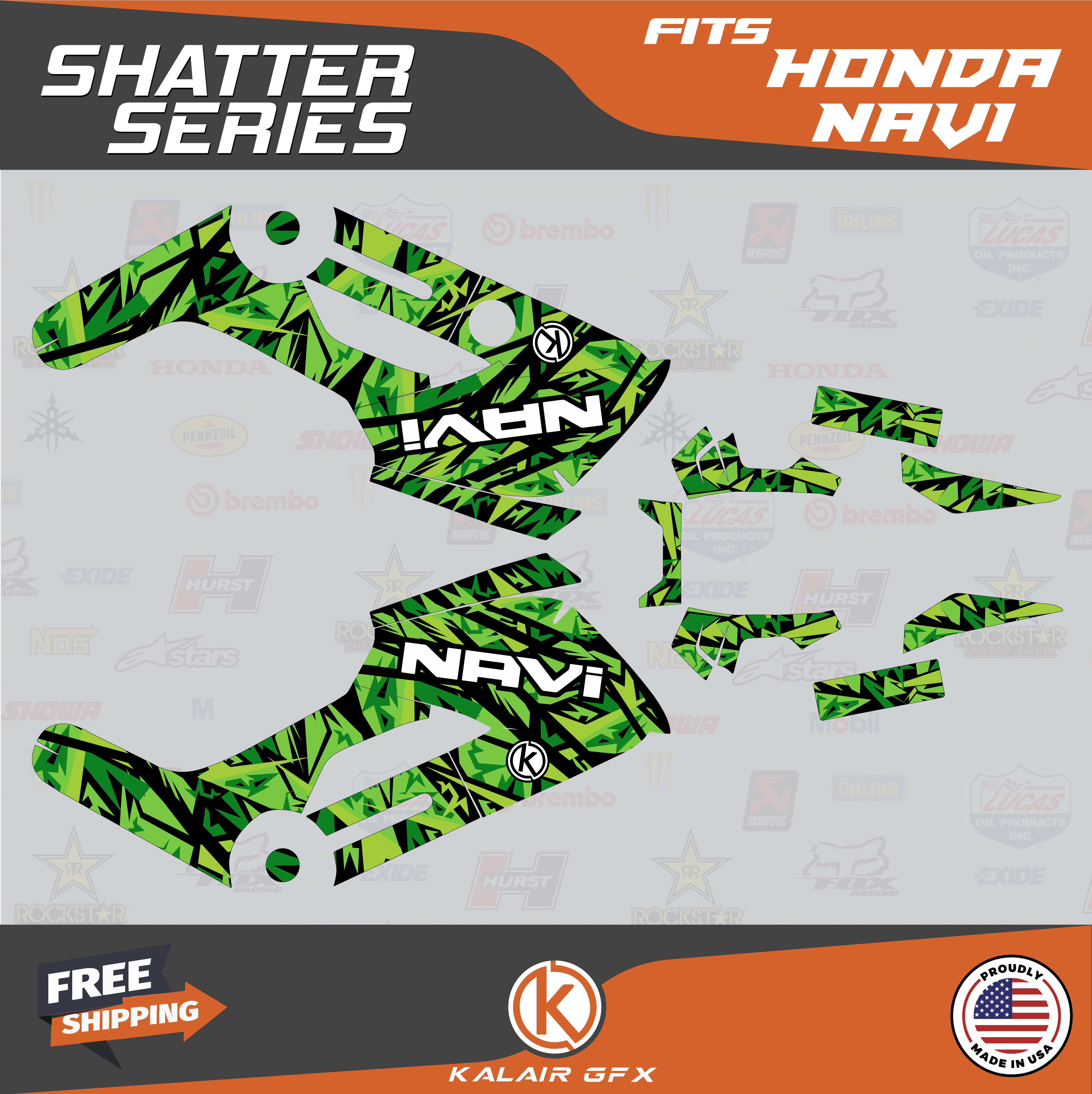Kalair GFX Graphics Kit for Honda NAVI (2016-2022) Shatter Series ...