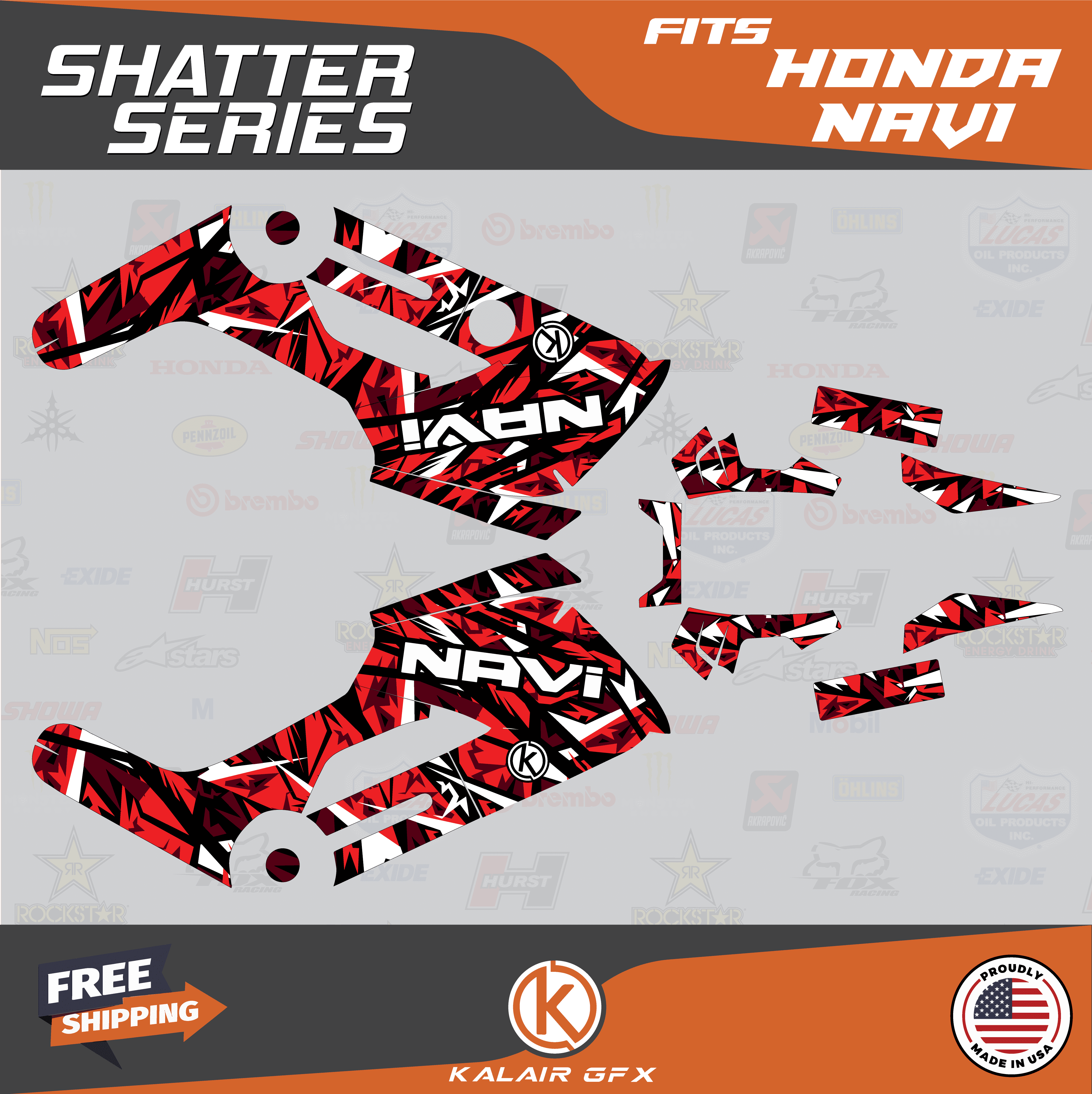 Kalair GFX Graphics Kit for Honda NAVI (2016-2022) Shatter Series ...