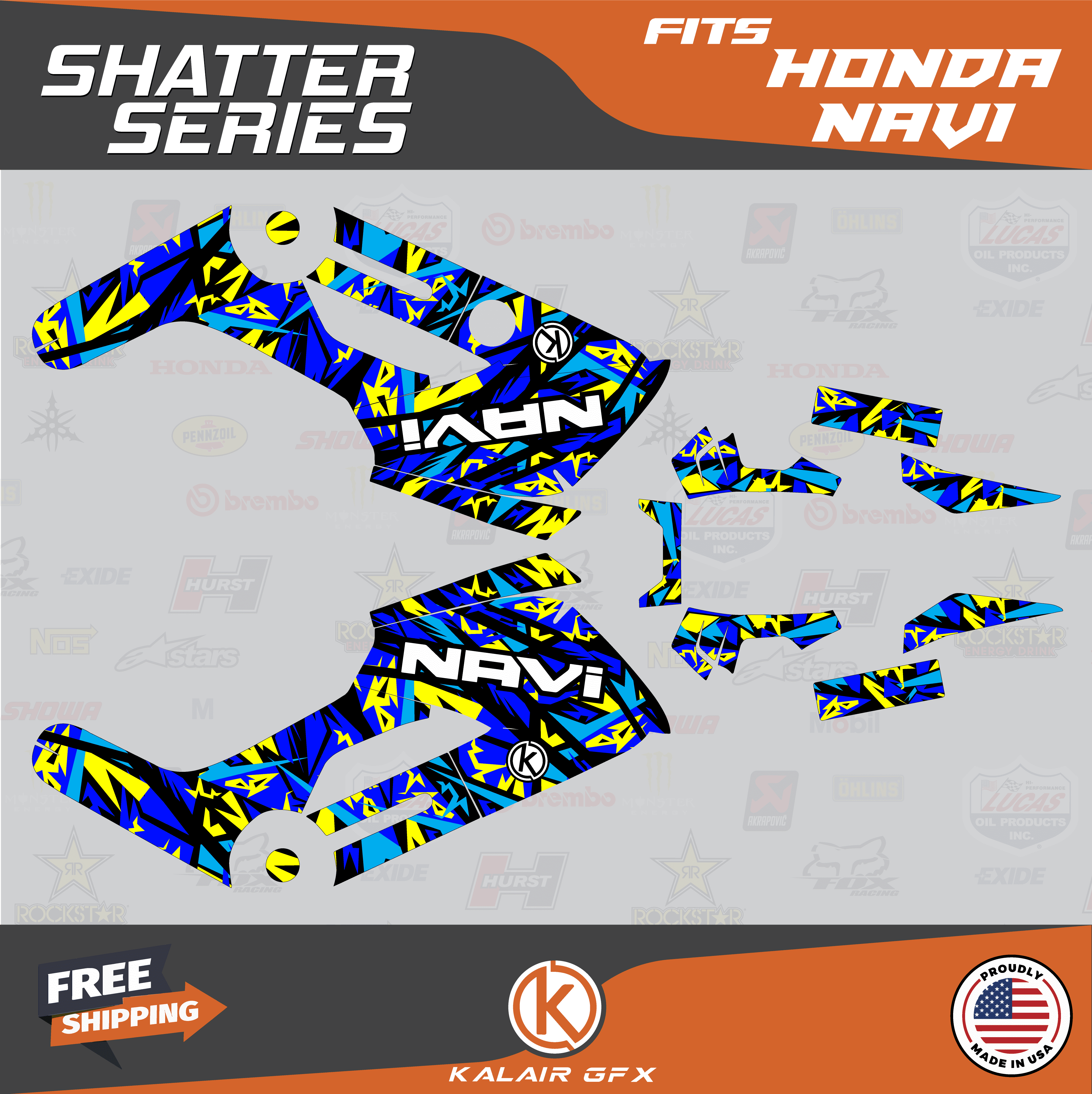 Kalair GFX Graphics Kit for Honda NAVI (2016-2022) Shatter Series ...