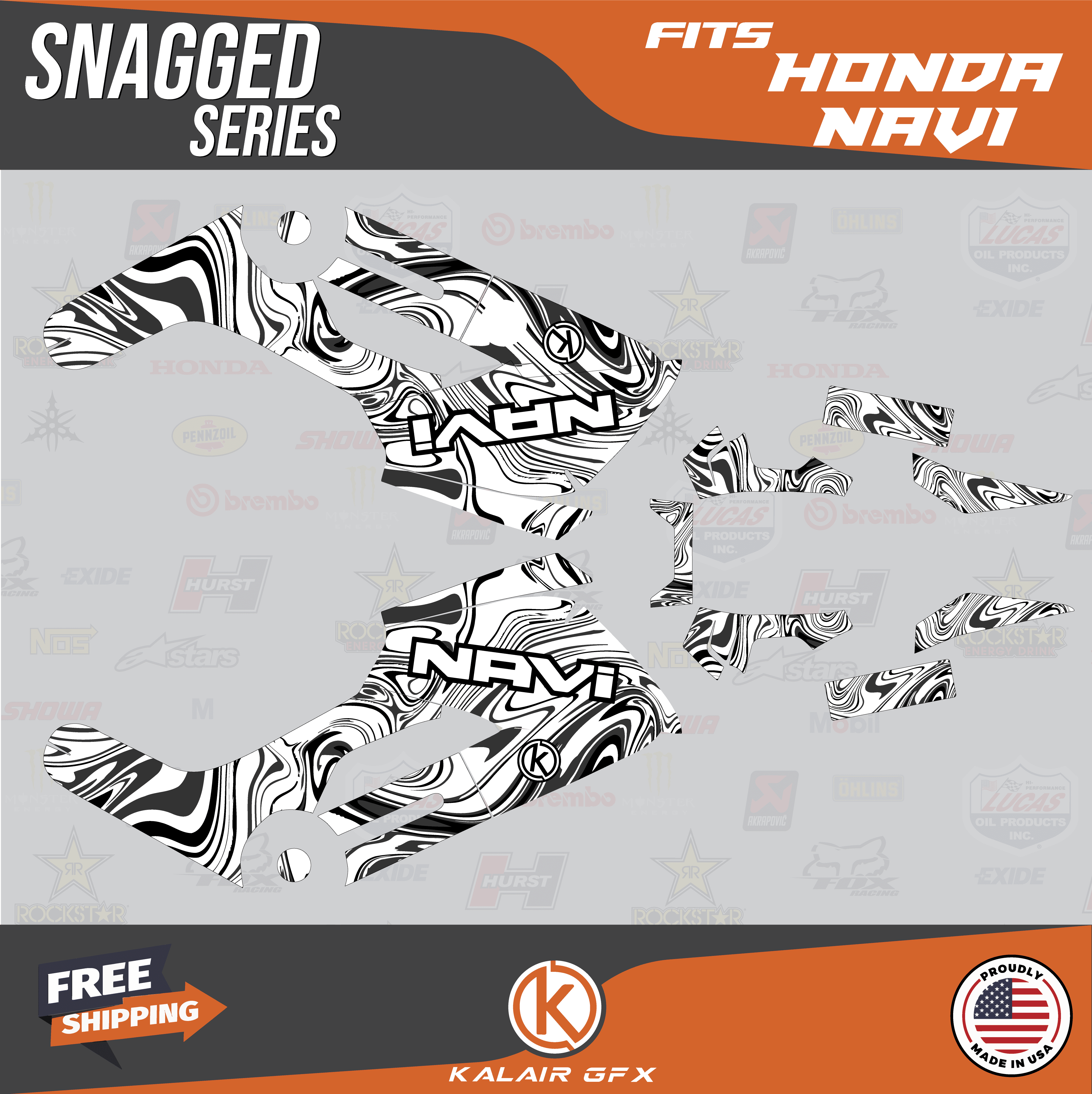 Kalair GFX Graphics Kit for Honda NAVI (2016-2022) Snagged Series ...
