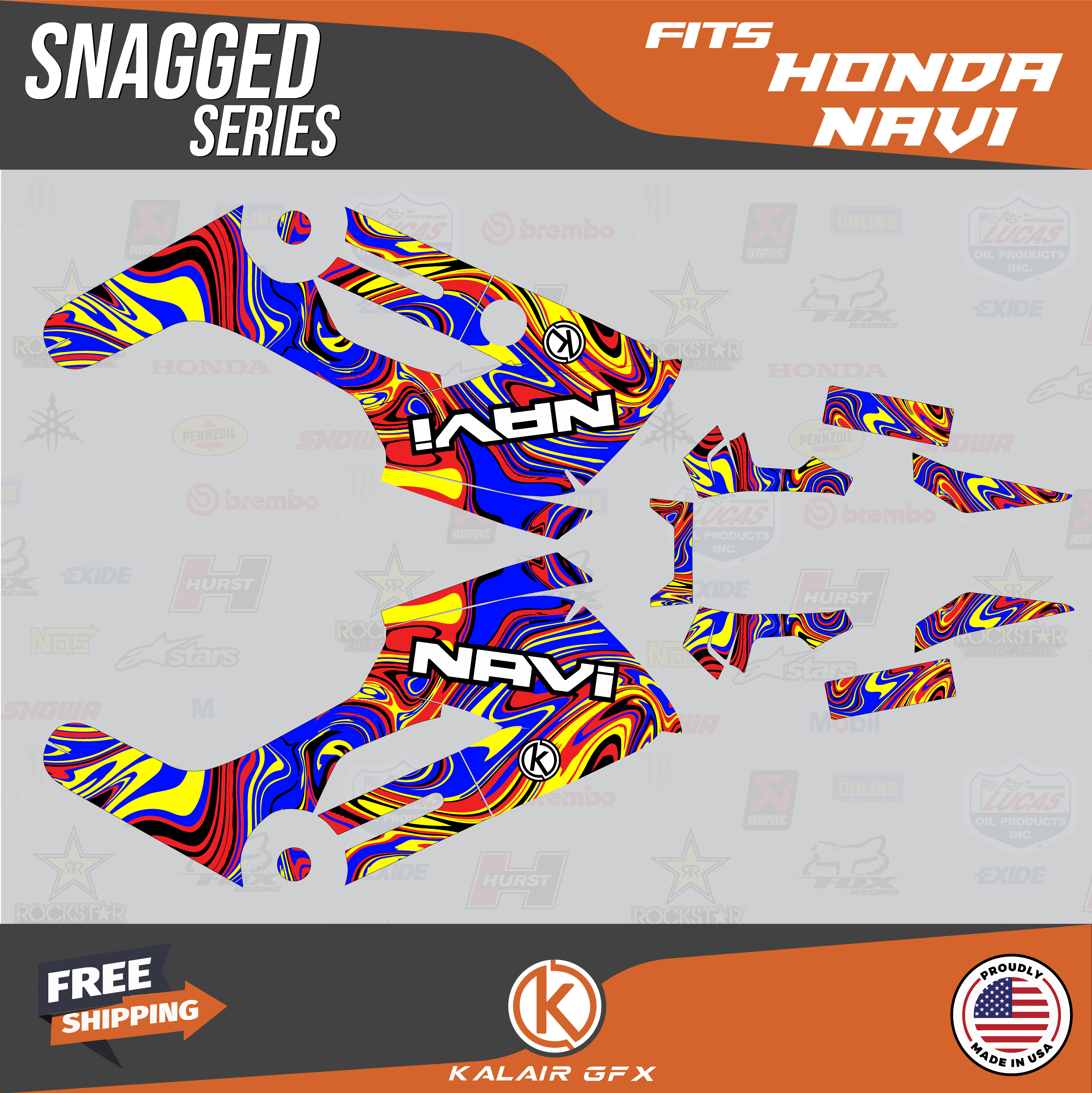 Kalair GFX Graphics Kit for Honda NAVI (2016-2022) Snagged Series ...