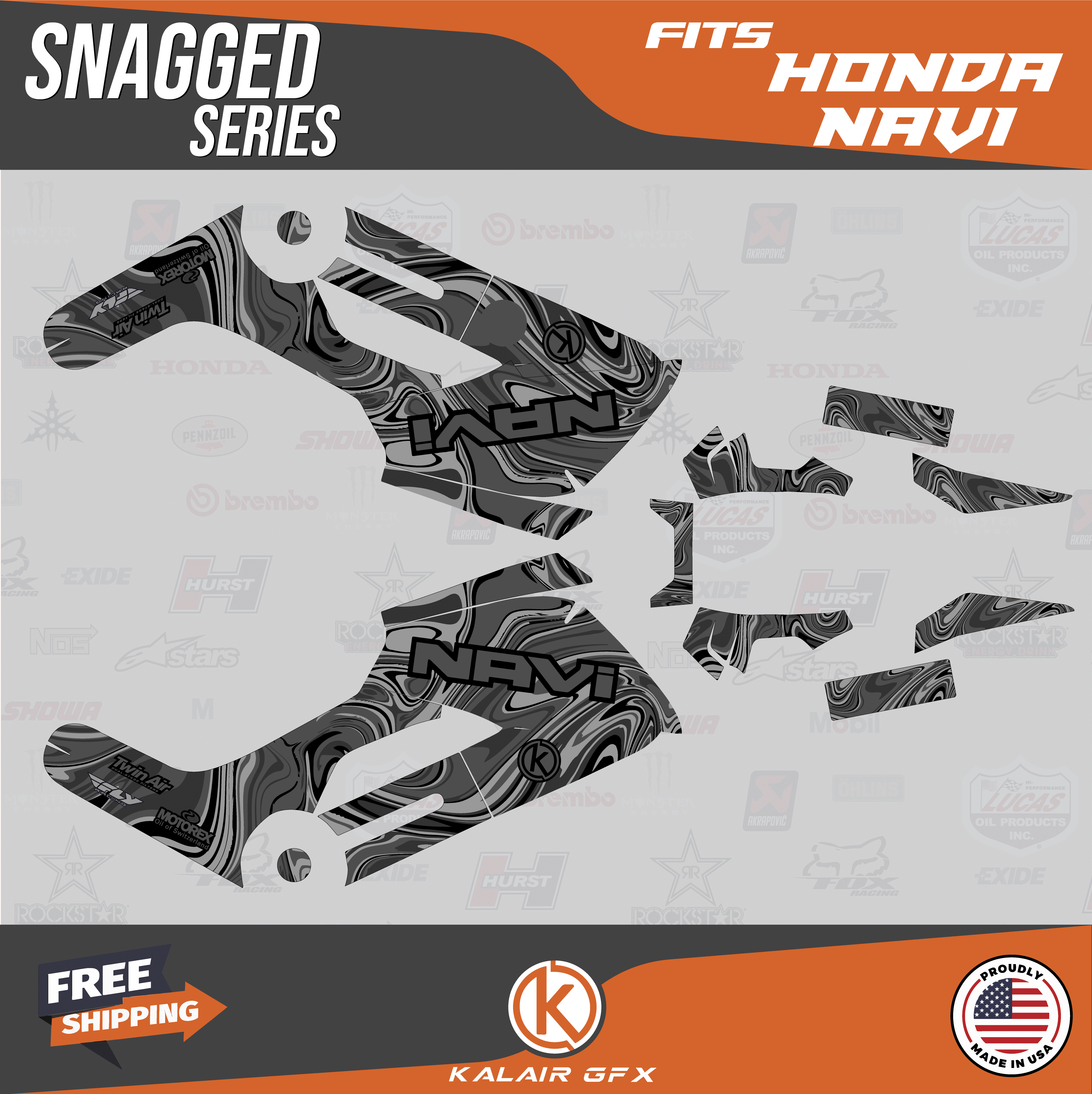 Kalair GFX Graphics Kit for Honda NAVI (2016-2022) Snagged Series ...