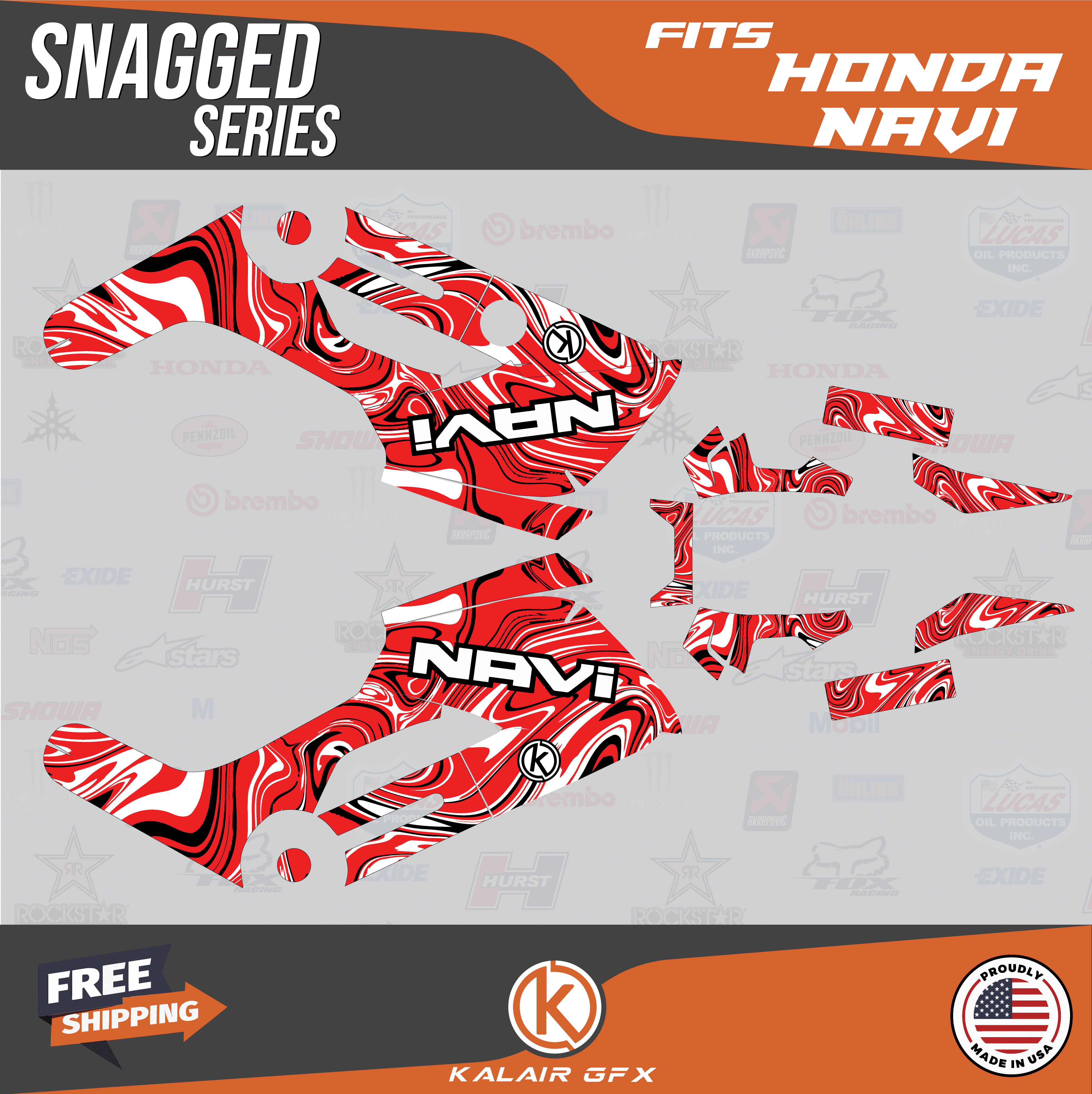 Kalair GFX Graphics Kit for Honda NAVI (2016-2022) Snagged Series ...