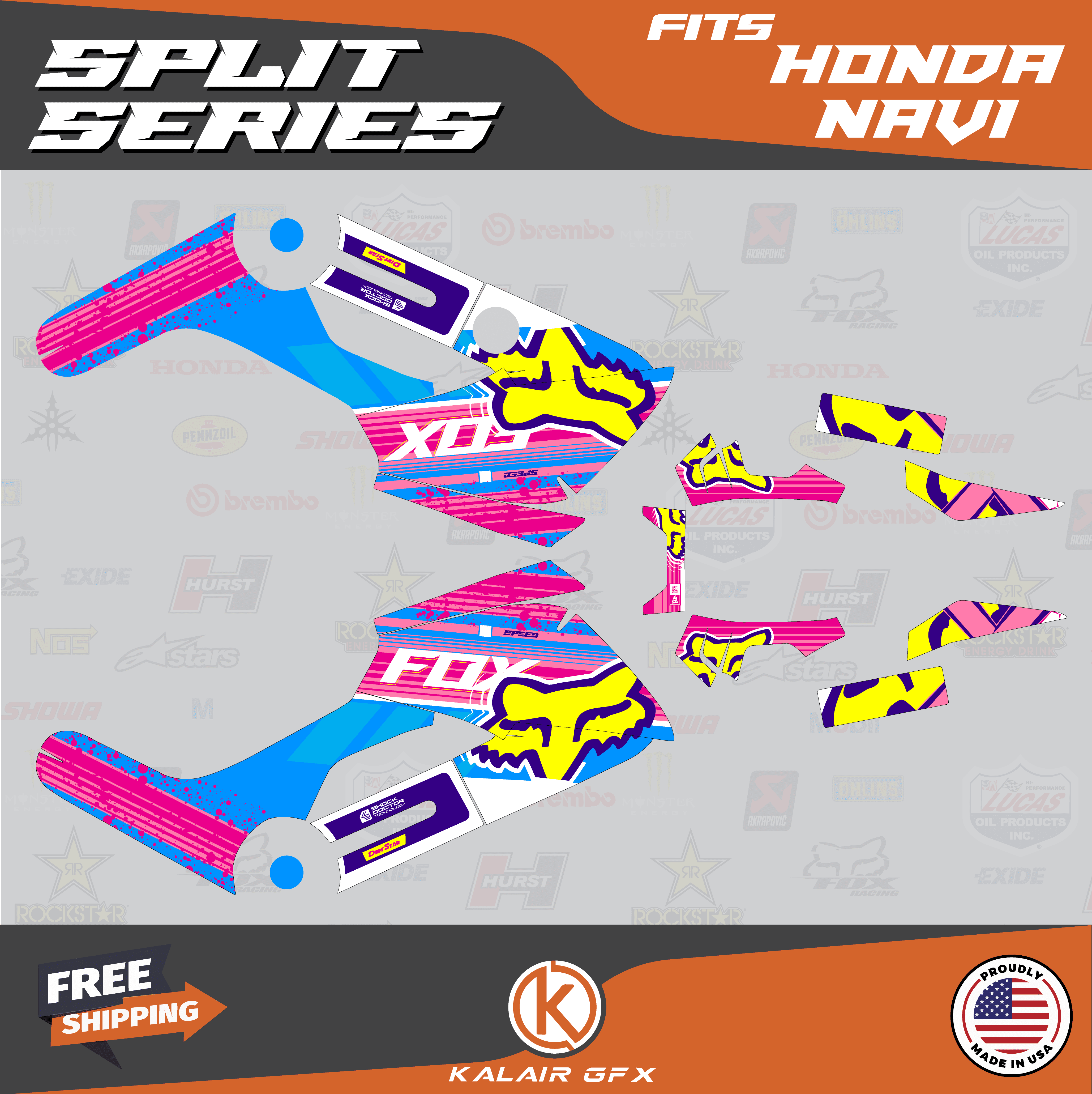 Kalair GFX Graphics Kit for Honda NAVI (2016-2022) Split Series ...