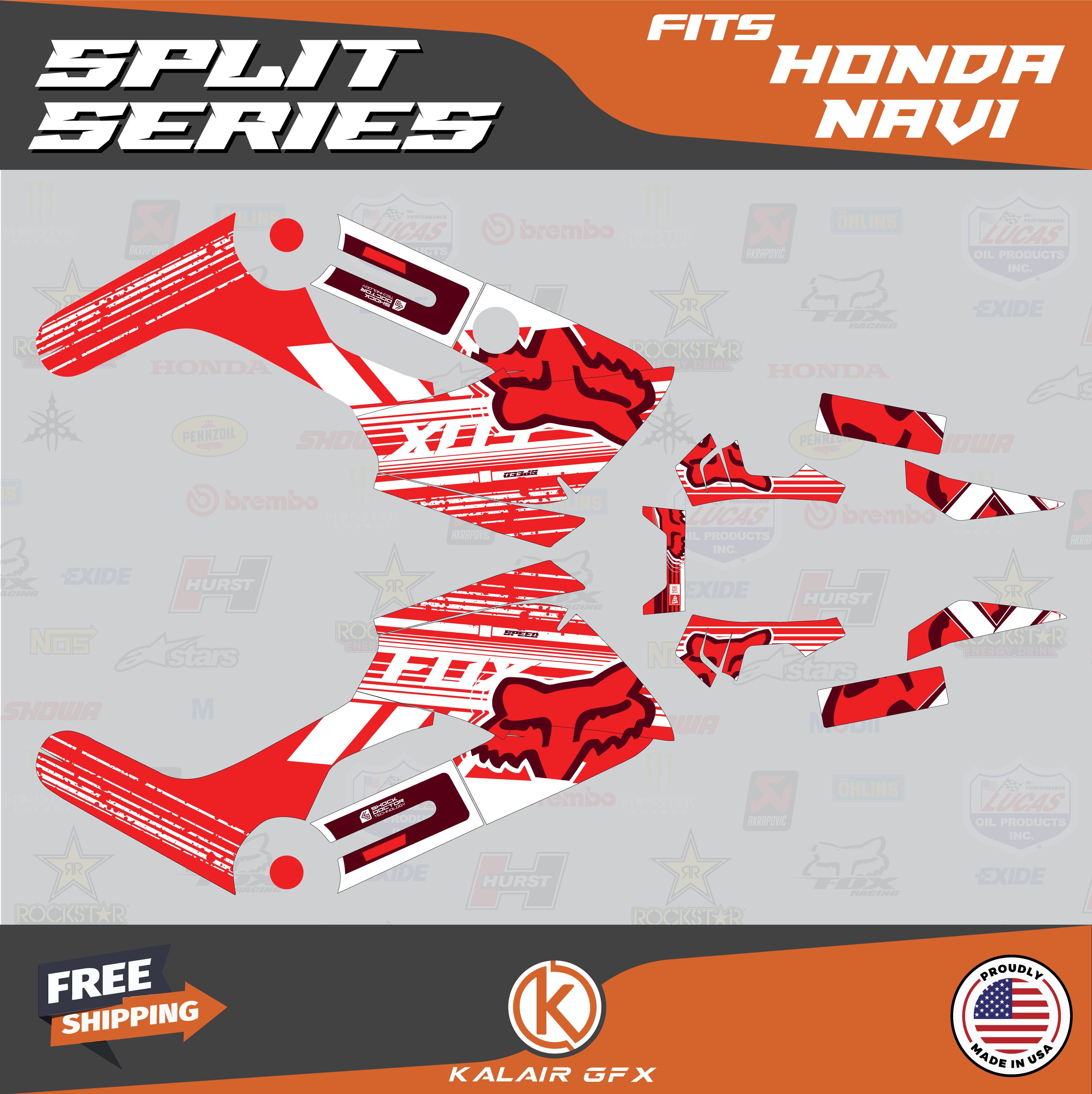 Kalair GFX Graphics Kit for Honda NAVI (2016-2022) Split Series ...