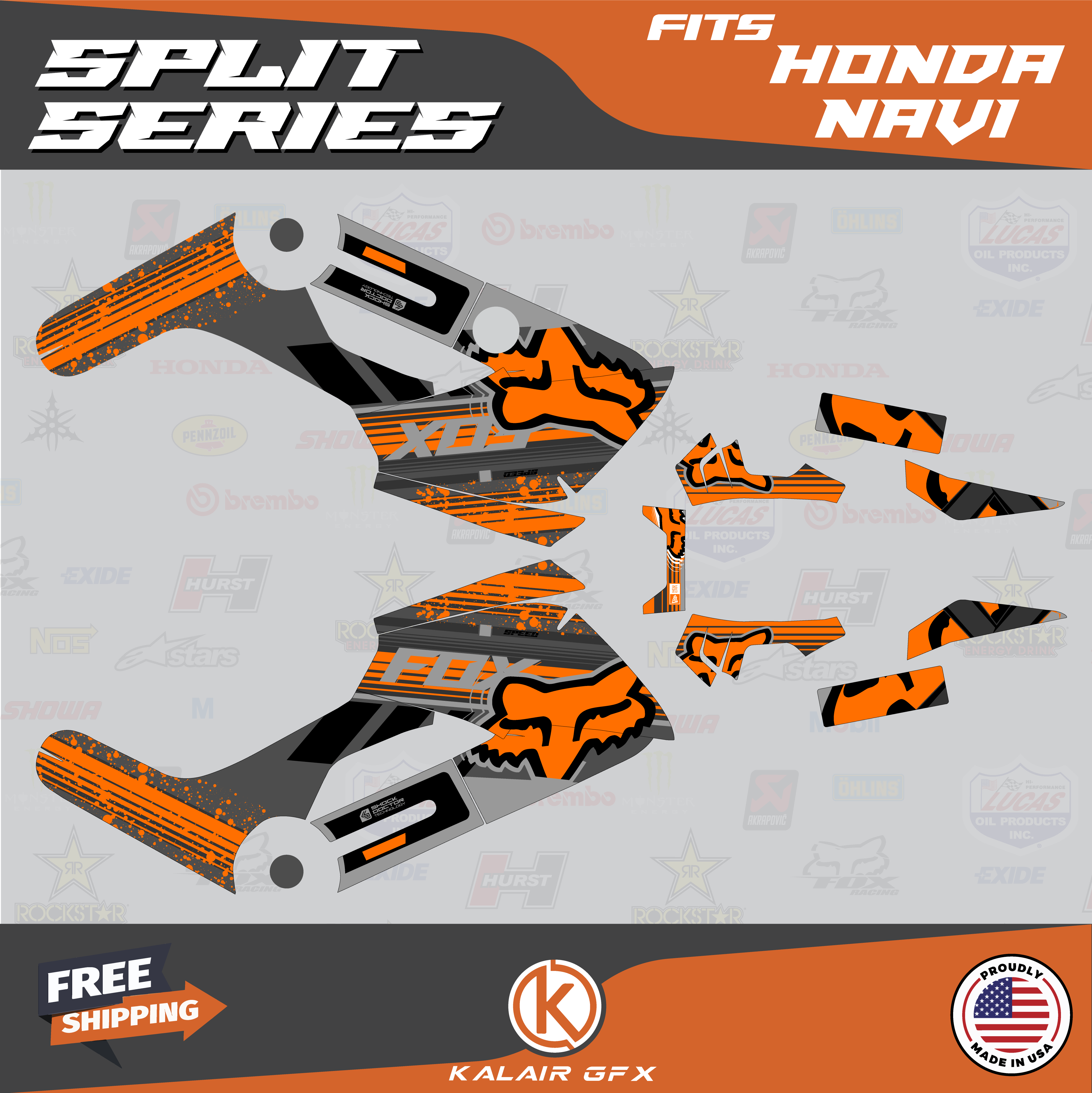 Kalair GFX Graphics Kit for Honda NAVI (2016-2022) Split Series ...