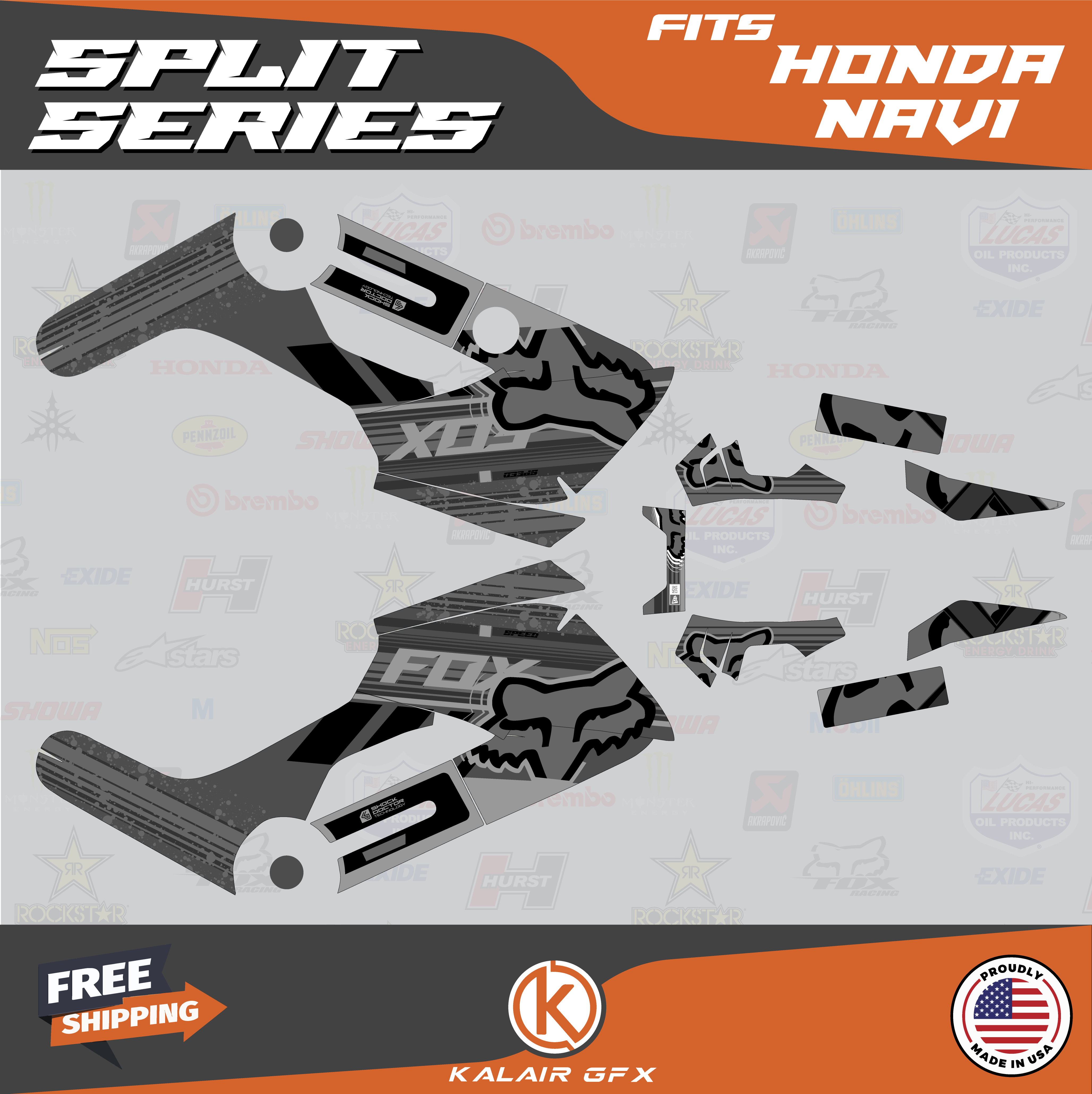 Kalair GFX Graphics Kit for Honda NAVI (2016-2022) Split Series ...