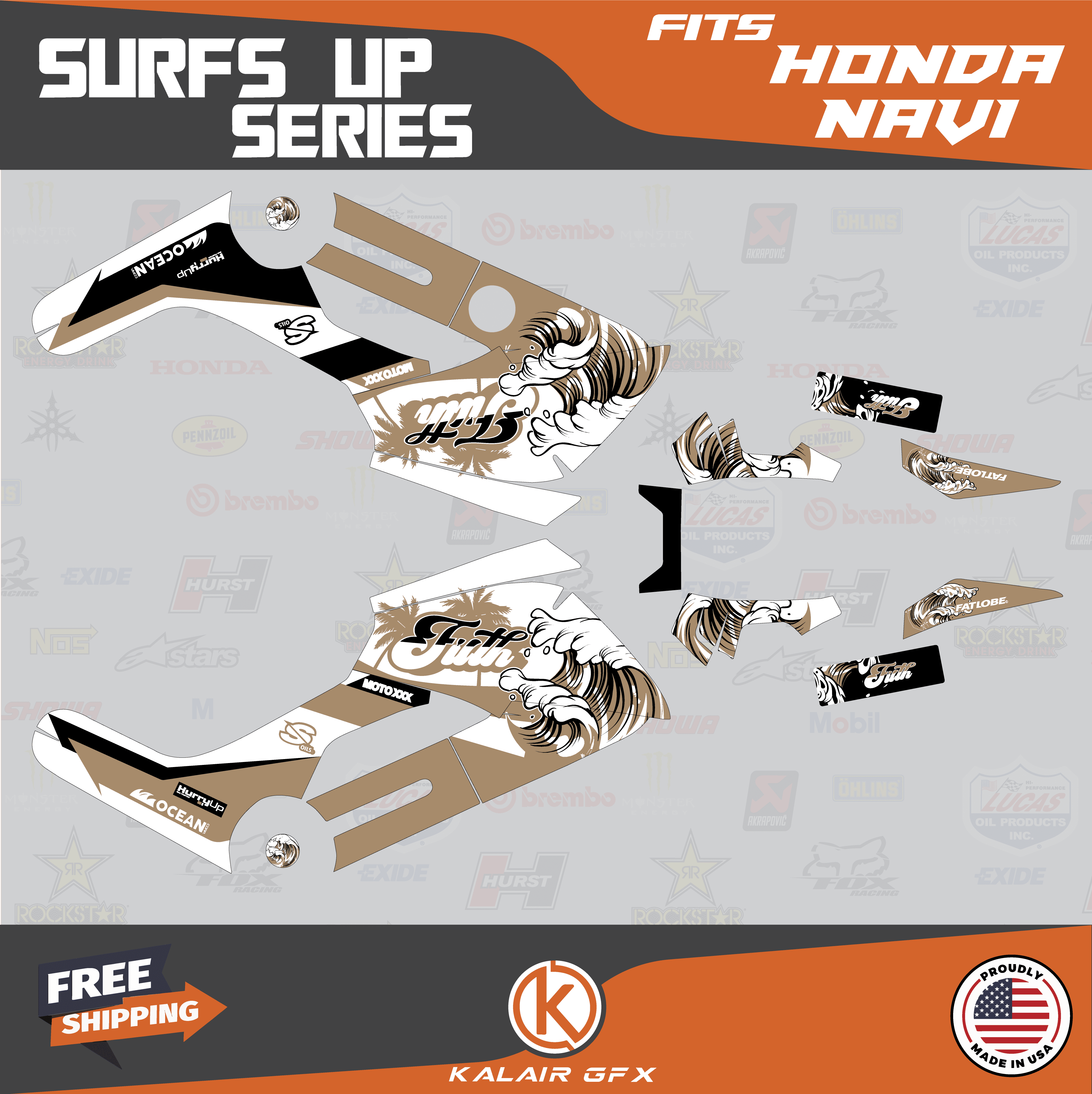 Kalair GFX Graphics Kit for Honda NAVI (2016-2022) Surfsup Series ...