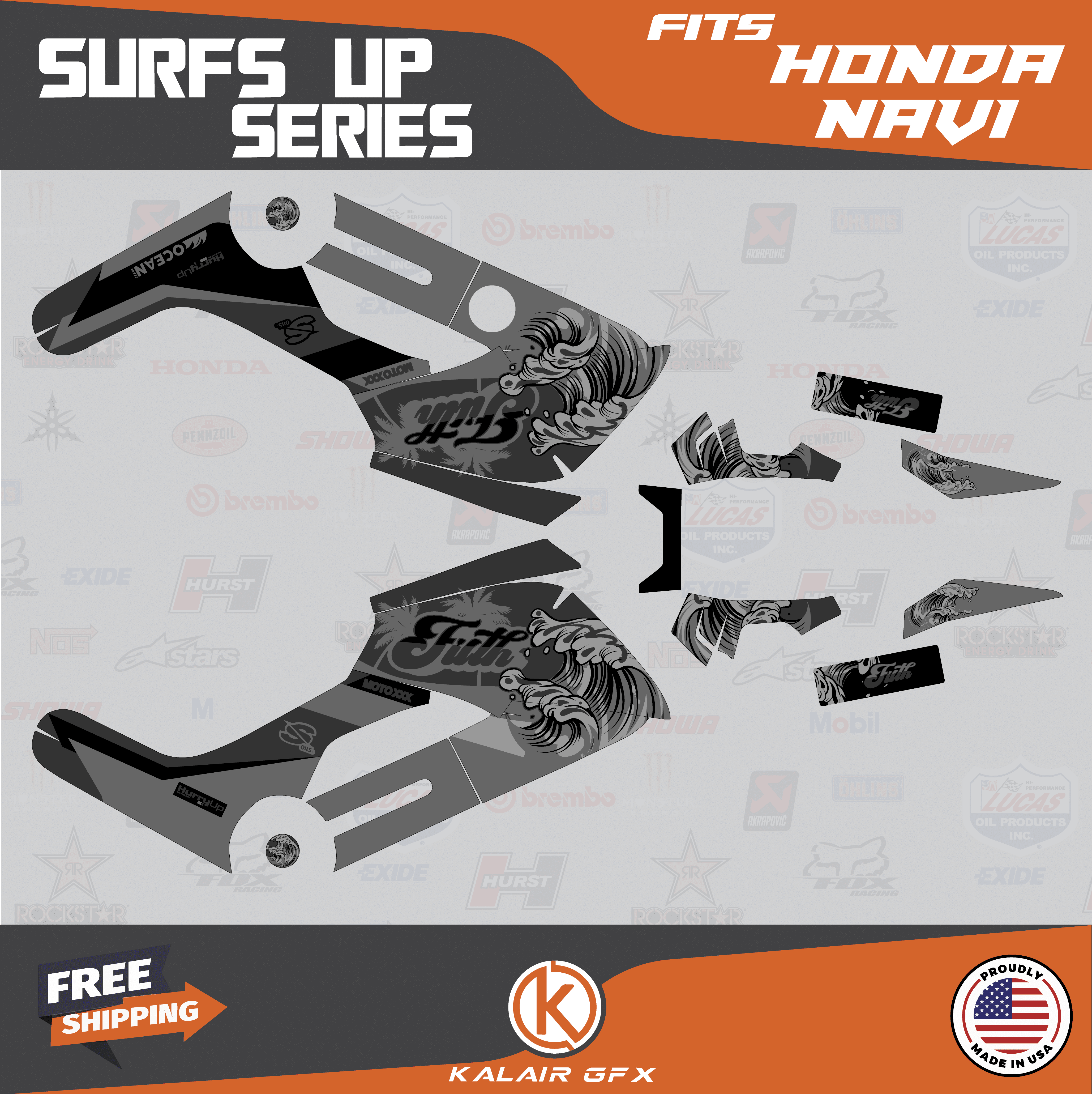 Kalair GFX Graphics Kit for Honda NAVI (2016-2022) Surfsup Series ...