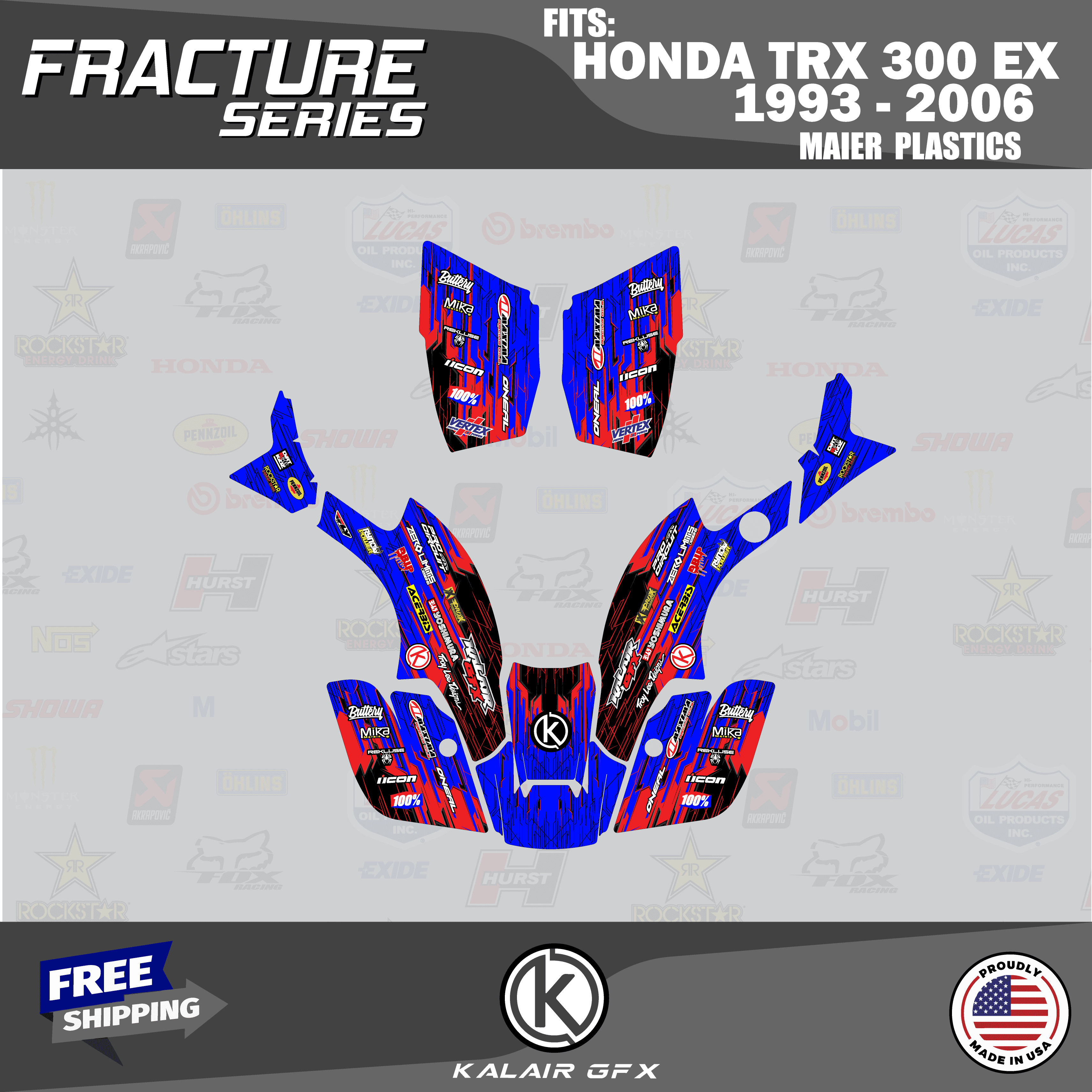 Kalair GFX Graphics Kit for Honda TRX 300EX MAIER PLASTICS (1993-2006 ...