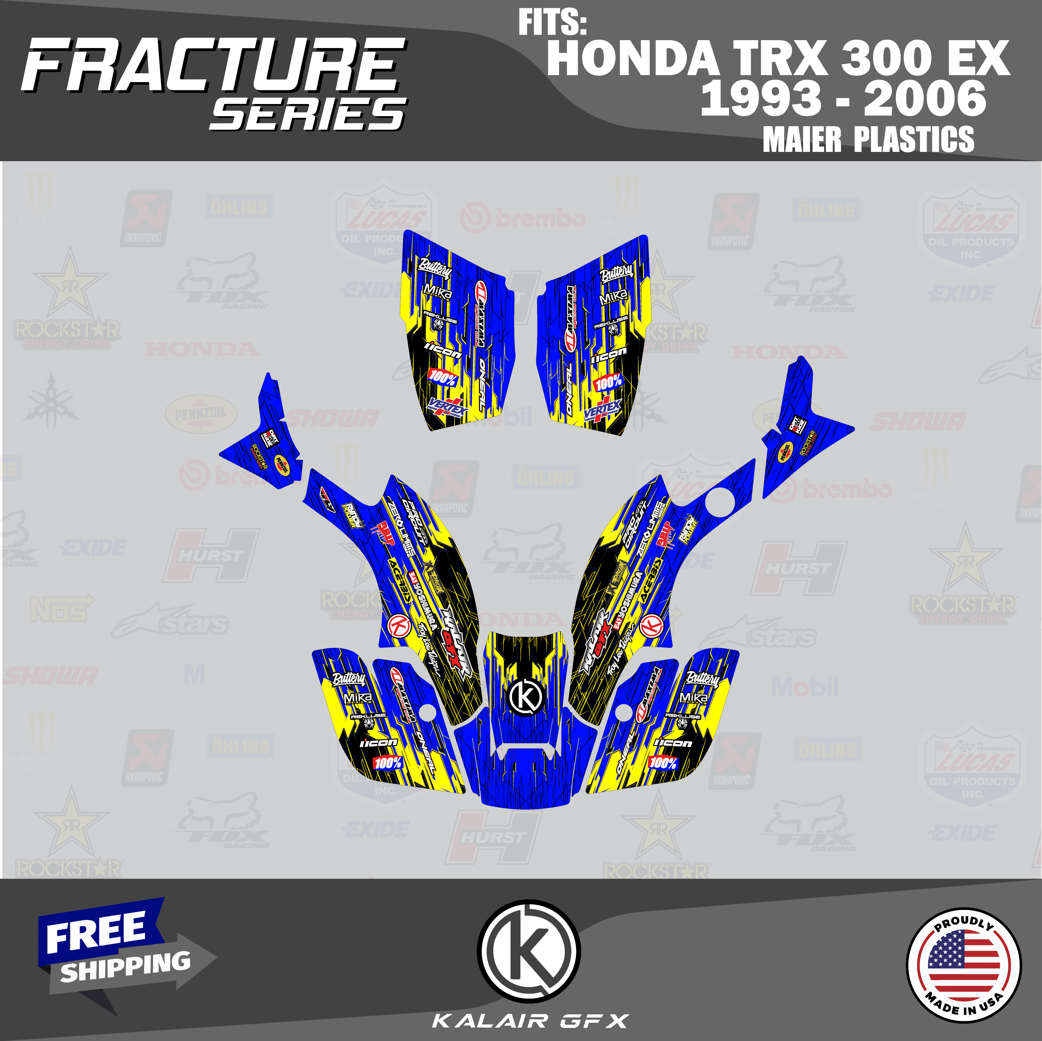 Kalair GFX Graphics Kit for Honda TRX 300EX MAIER PLASTICS (1993-2006 ...