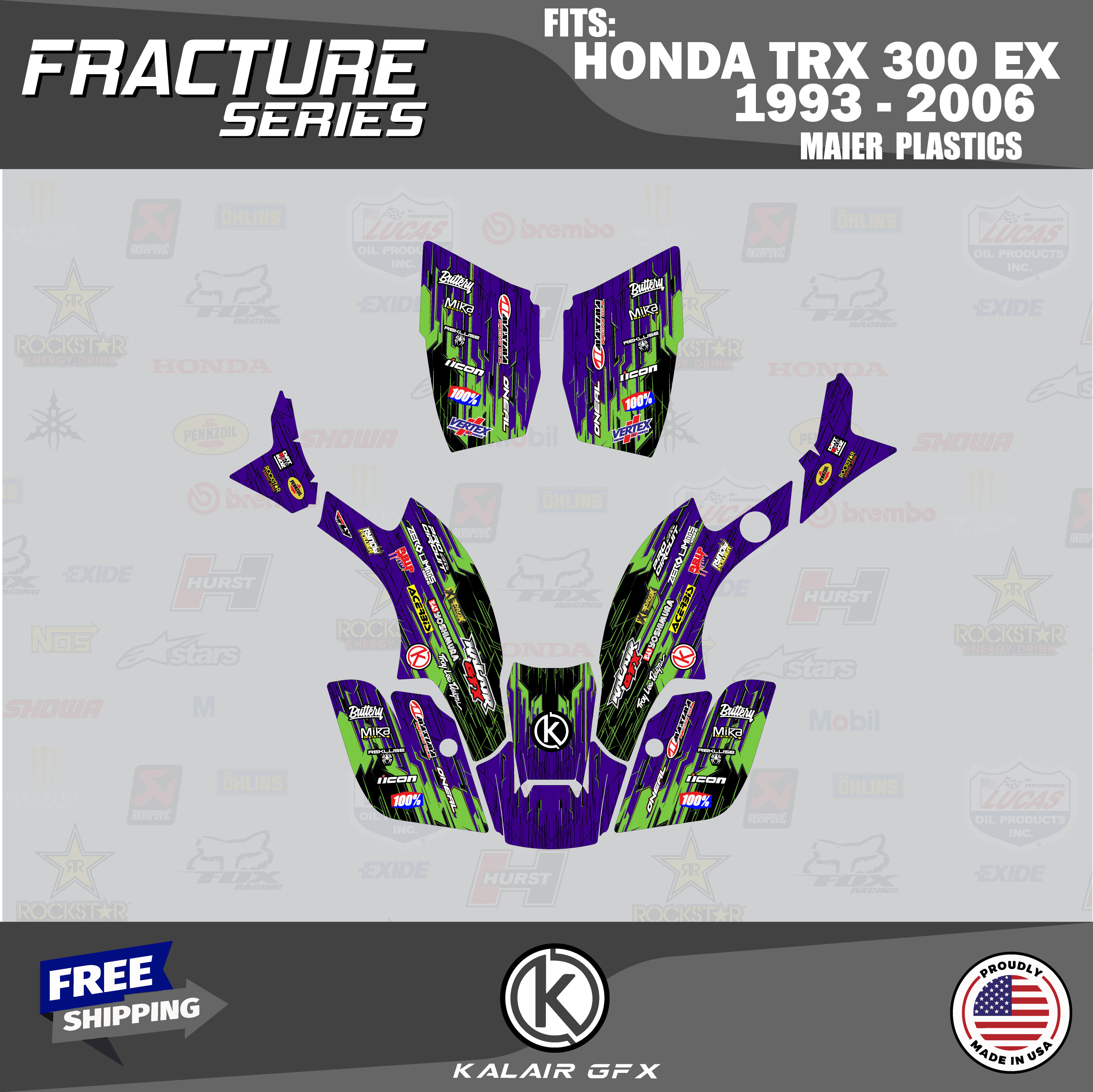 Kalair GFX Graphics Kit for Honda TRX 300EX MAIER PLASTICS (1993-2006 ...