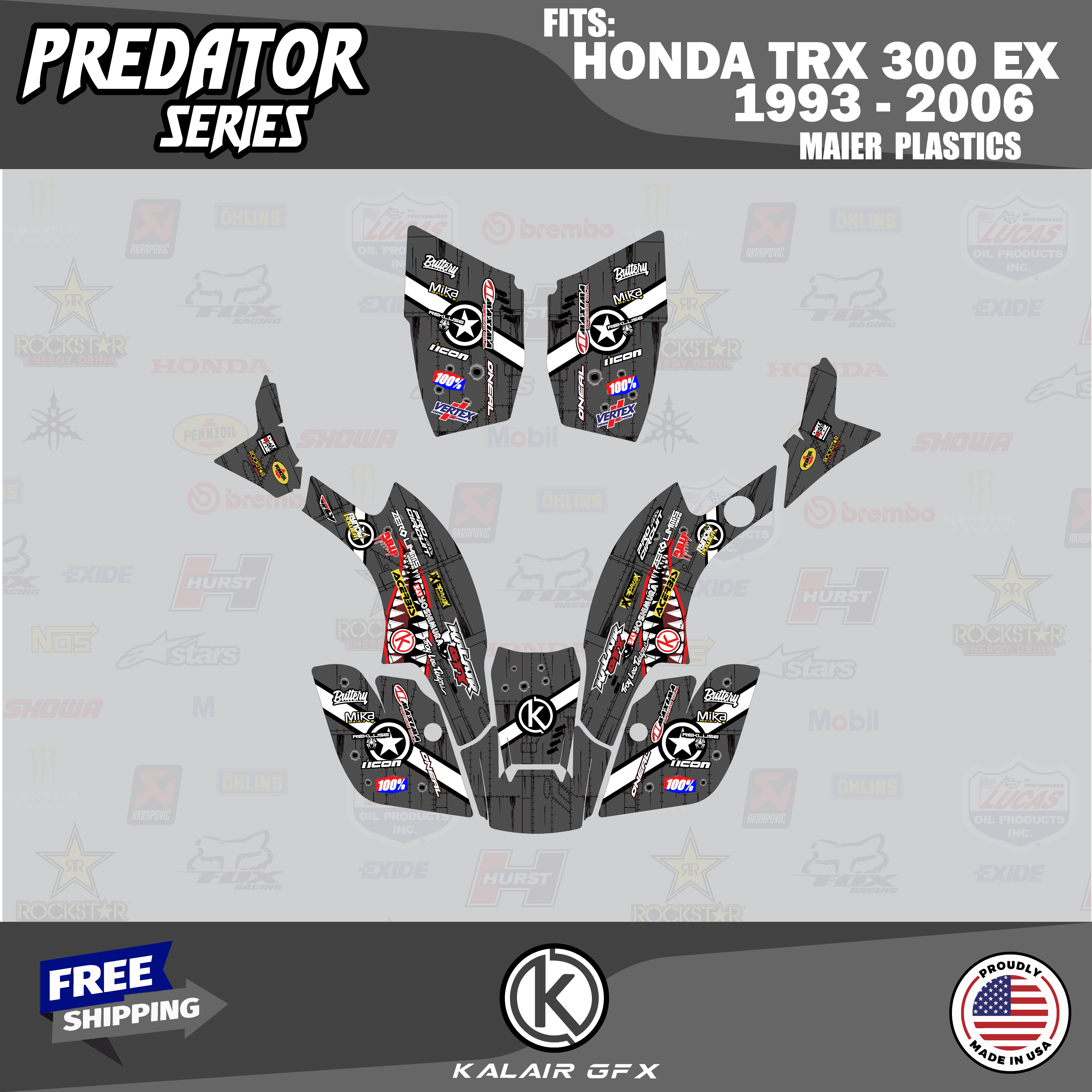 Kalair GFX Graphics Kit for Honda TRX 300EX MAIER PLASTICS (1993-2006 ...