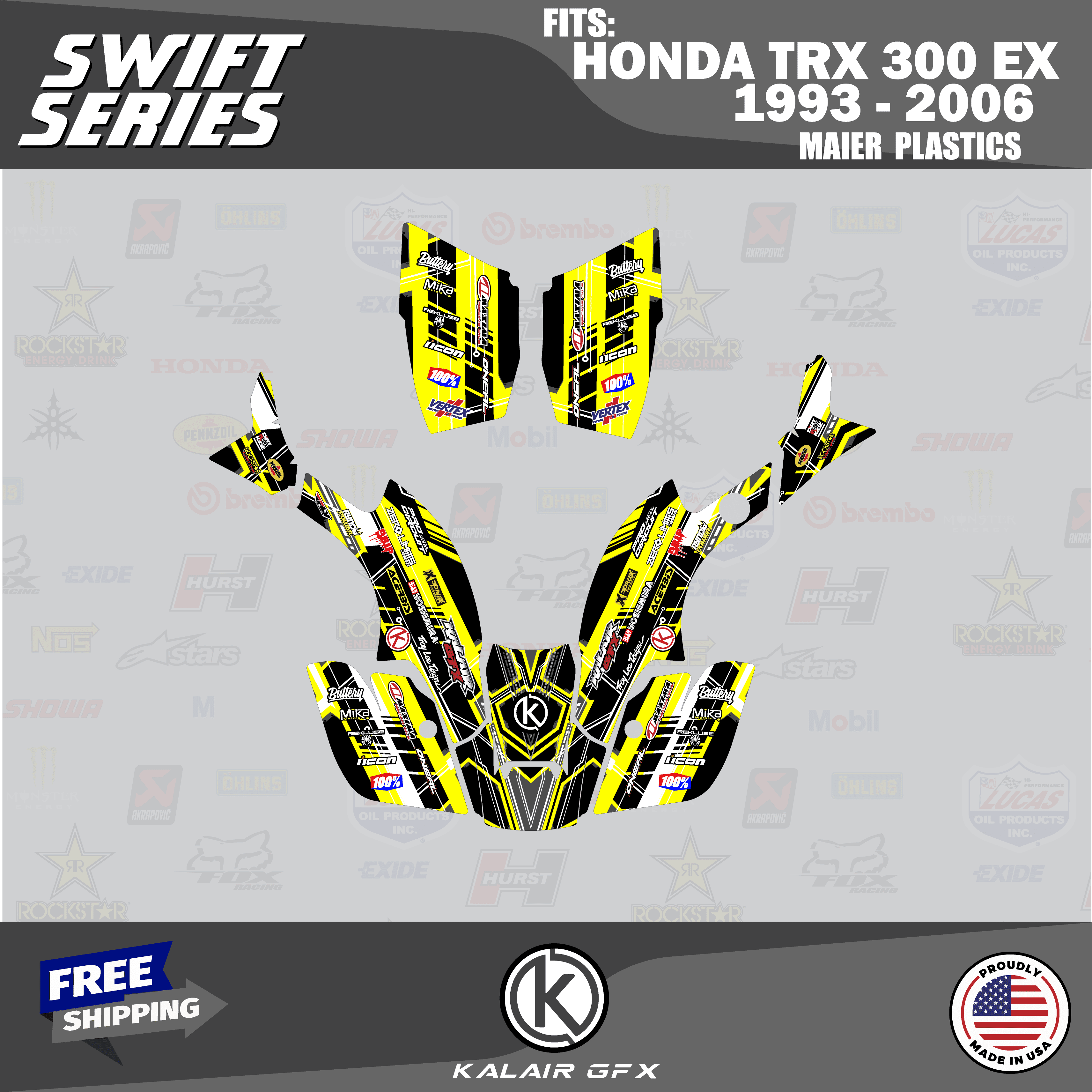 Kalair GFX Graphics Kit for Honda TRX 300EX MAIER PLASTICS (1993-2006 ...
