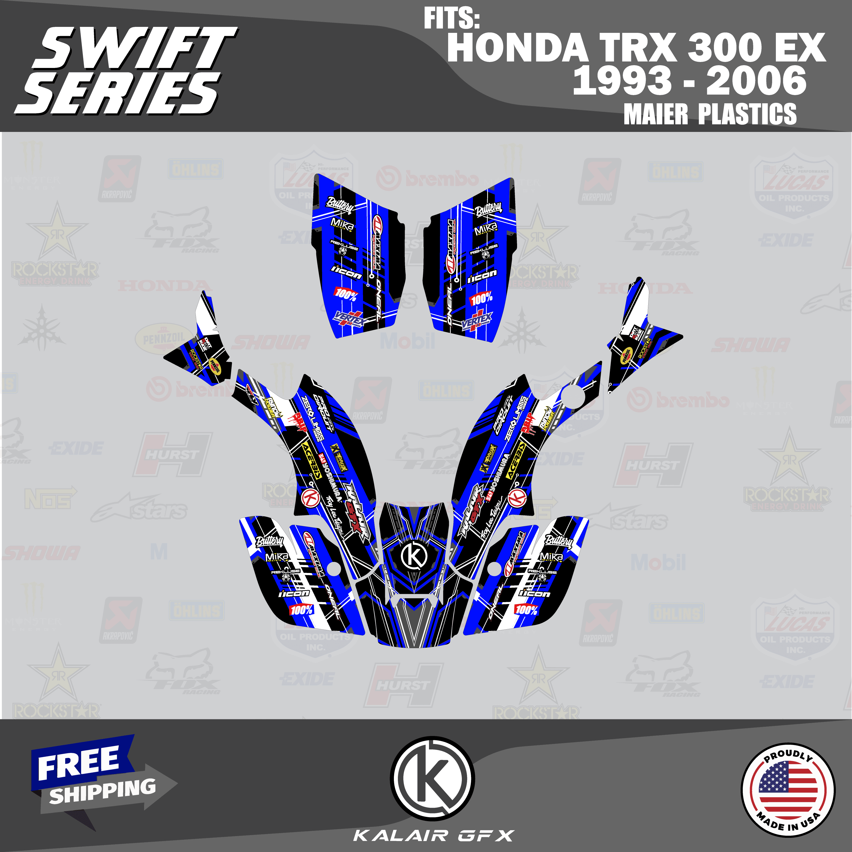 Kalair GFX Graphics Kit for Honda TRX 300EX MAIER PLASTICS (1993-2006 ...