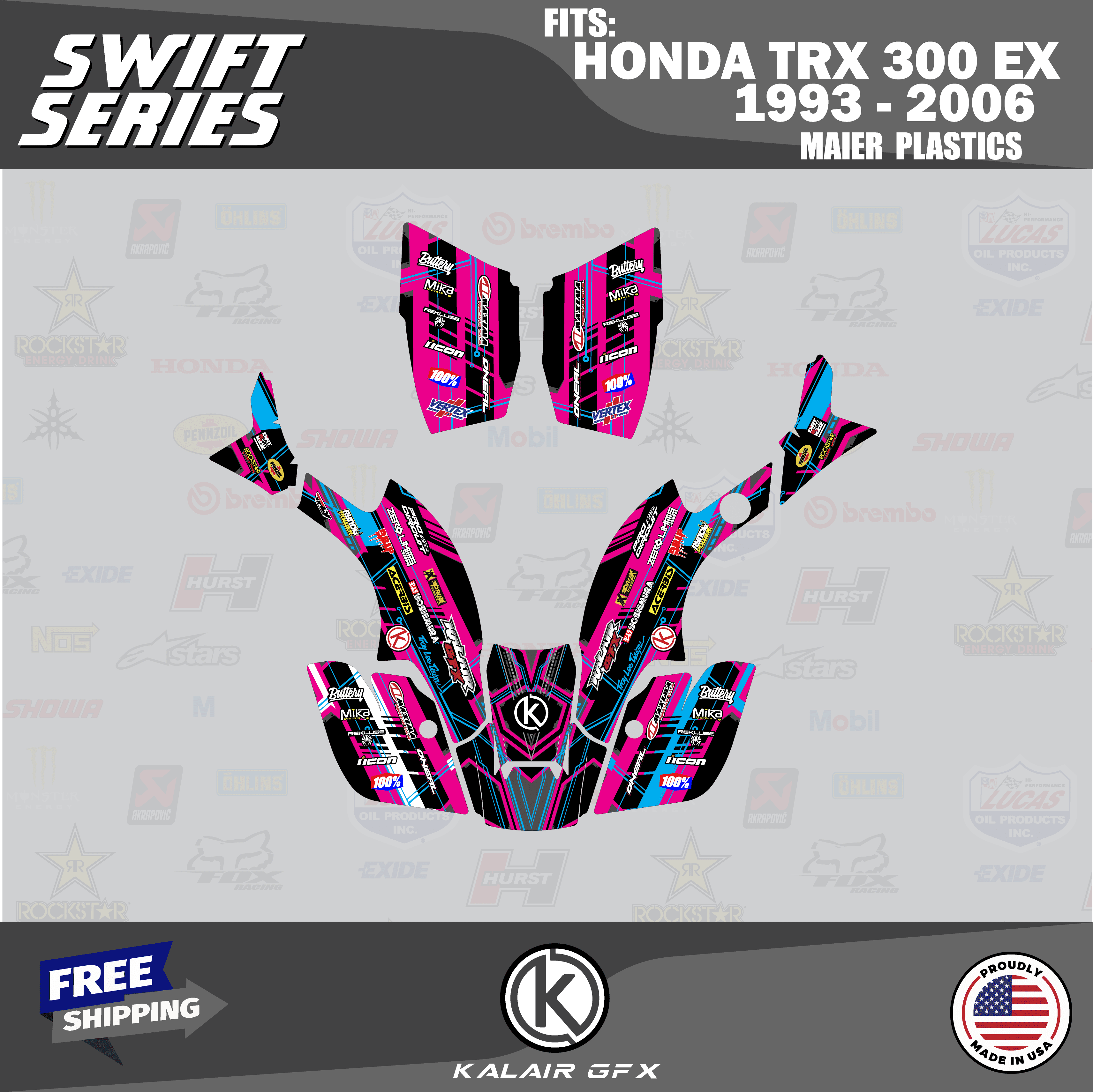 Kalair GFX Graphics Kit for Honda TRX 300EX MAIER PLASTICS (1993-2006 ...