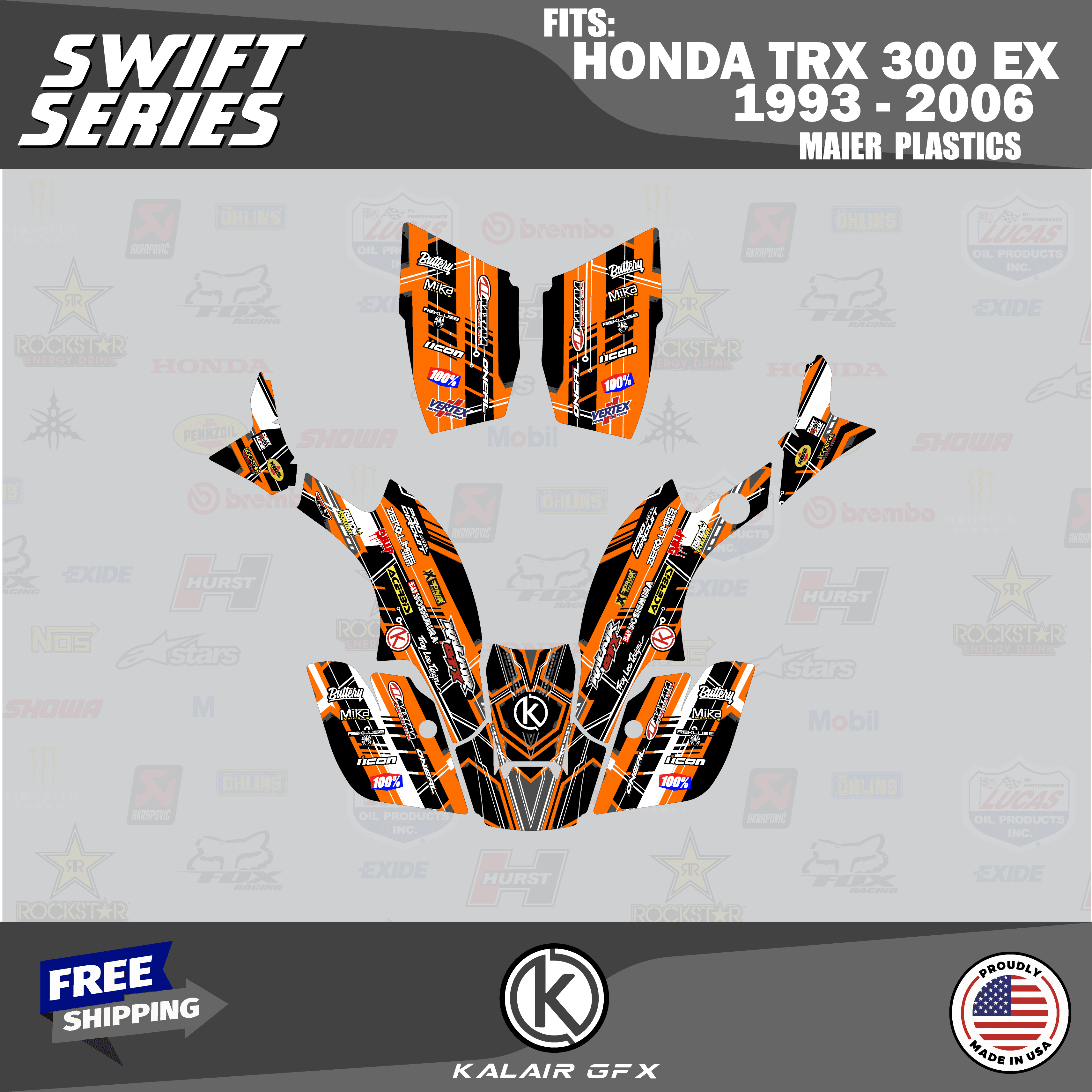 Kalair GFX Graphics Kit for Honda TRX 300EX MAIER PLASTICS (1993-2006 ...
