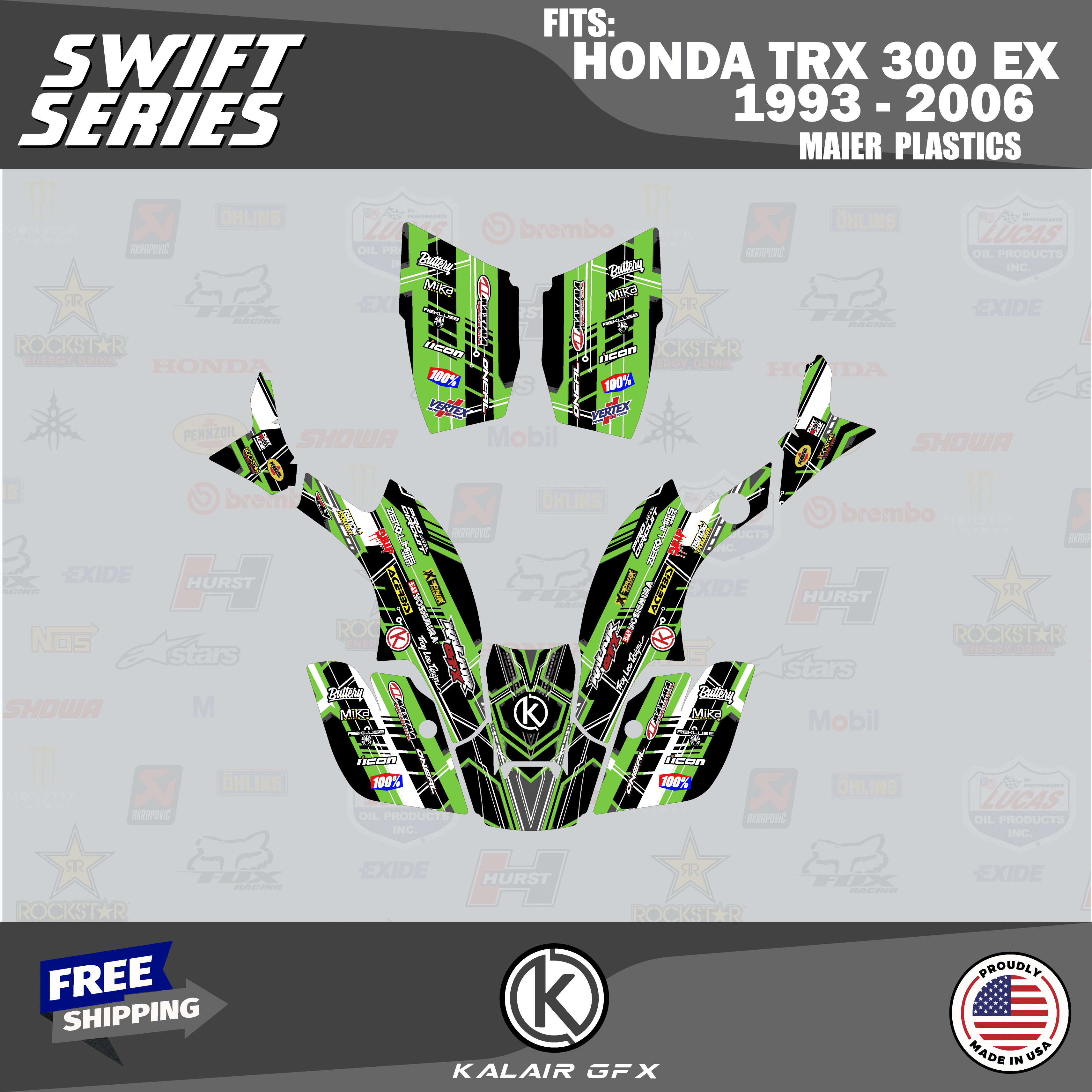 Kalair GFX Graphics Kit for Honda TRX 300EX MAIER PLASTICS (1993-2006 ...