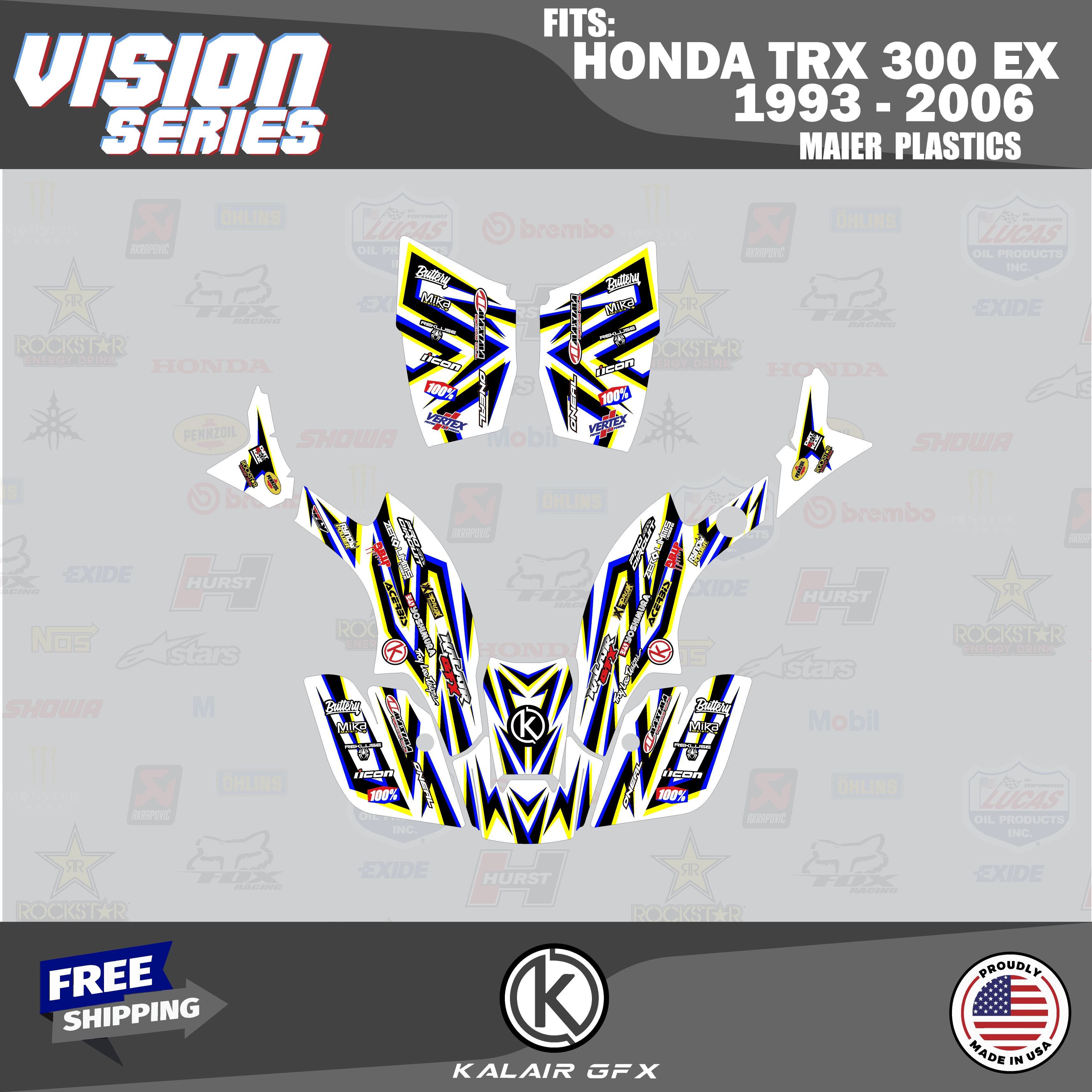 Kalair GFX Graphics Kit for Honda TRX 300EX MAIER PLASTICS (1993-2006 ...