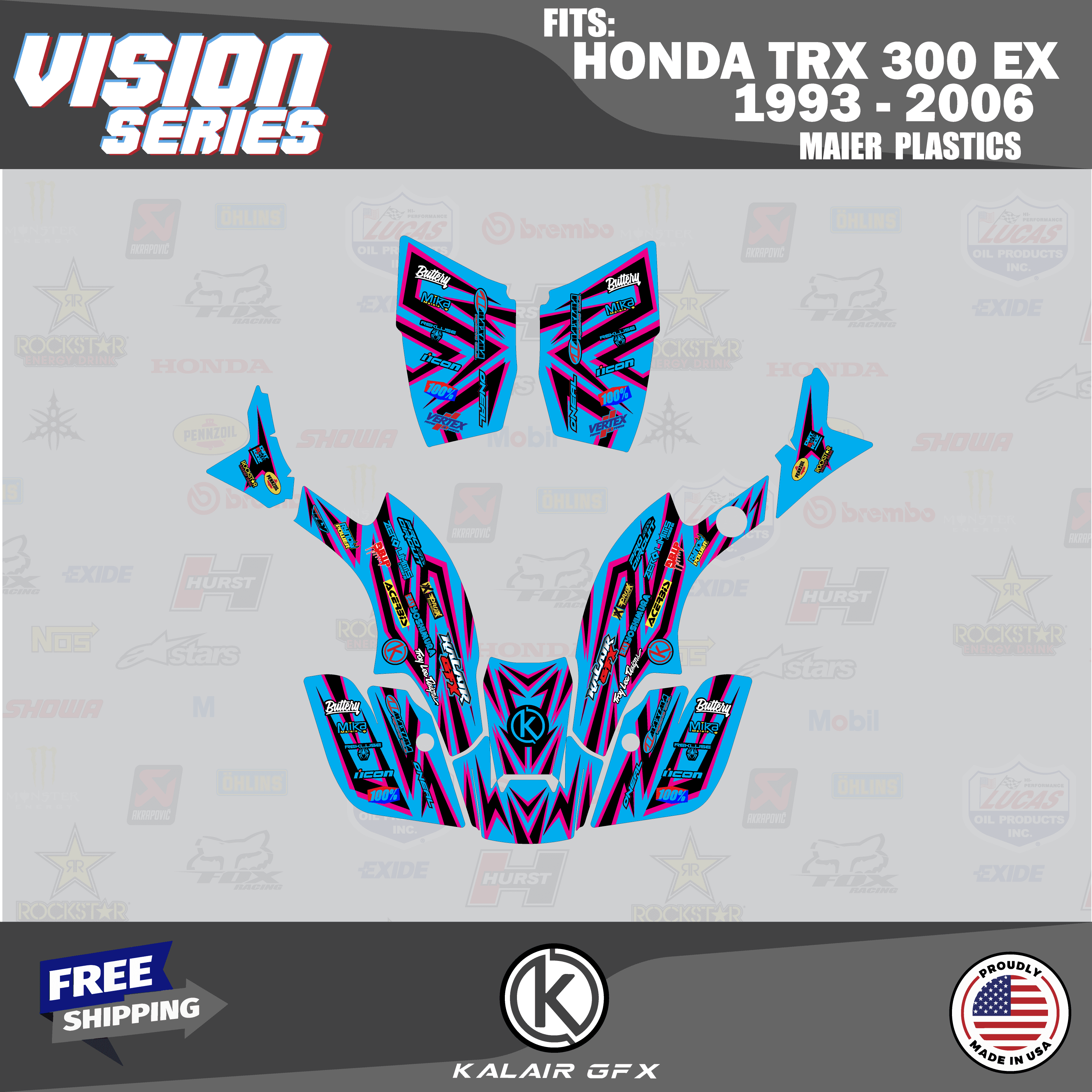Kalair GFX Graphics Kit for Honda TRX 300EX MAIER PLASTICS (1993-2006 ...