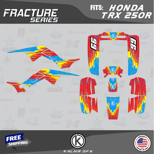 Kalair GFX Graphics Kit for Honda TRX250R (All Years) Fracture Series ...
