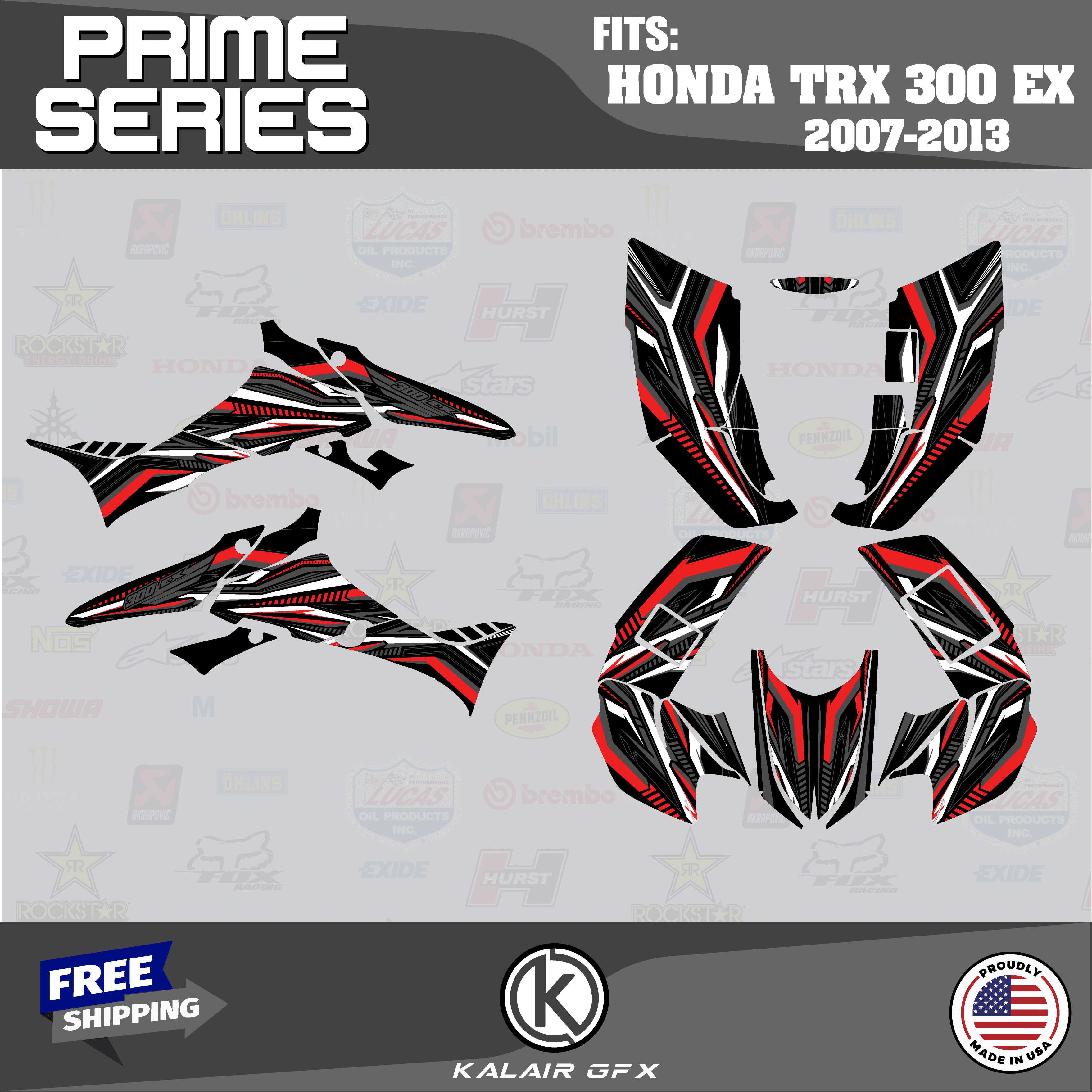 Kalair GFX Graphics Kit for Honda TRX300EX (2007-2013) Prime Series ...