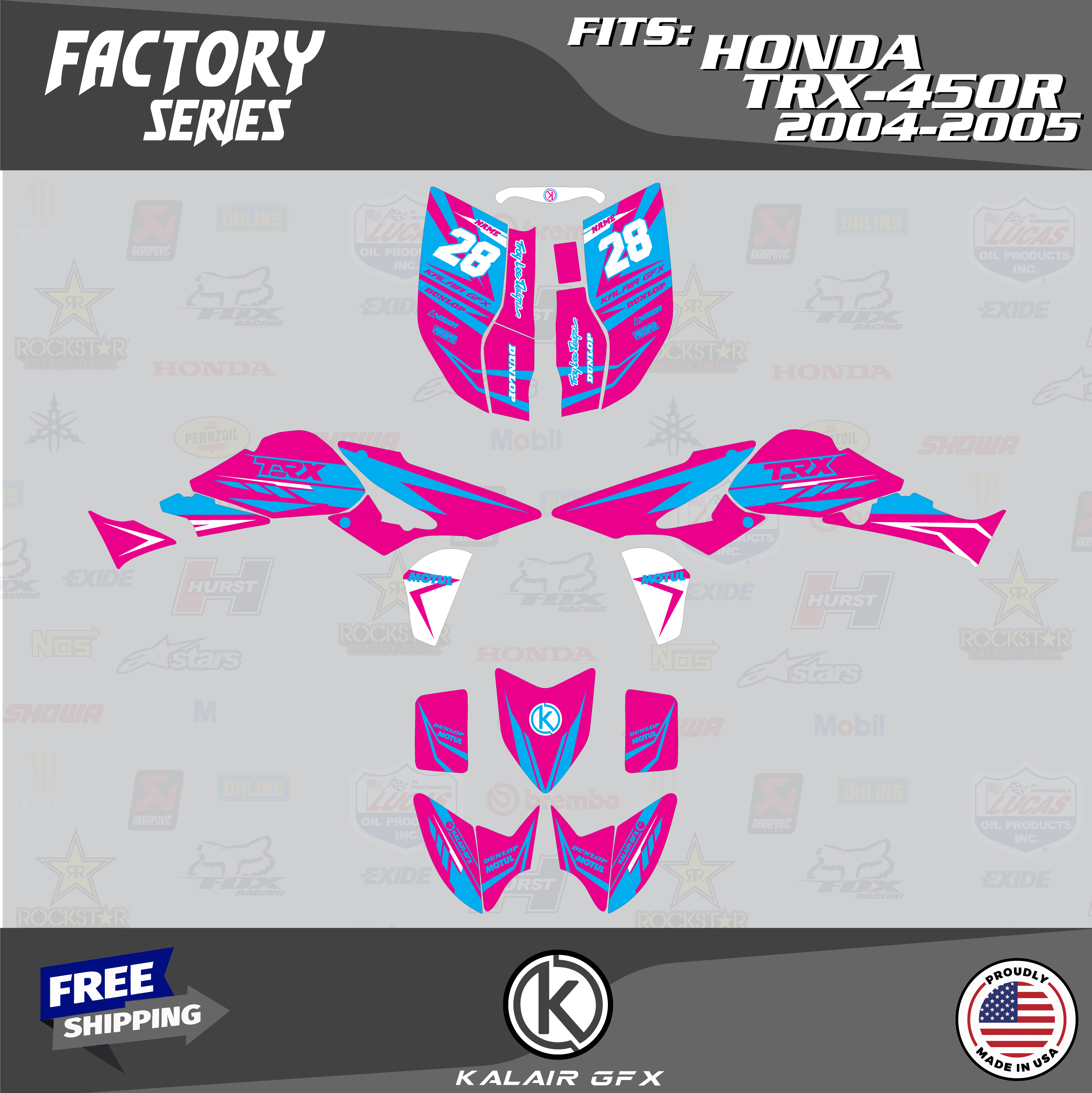 Kalair GFX Graphics Kit for Honda TRX450R (2004-2005) Factory Series ...