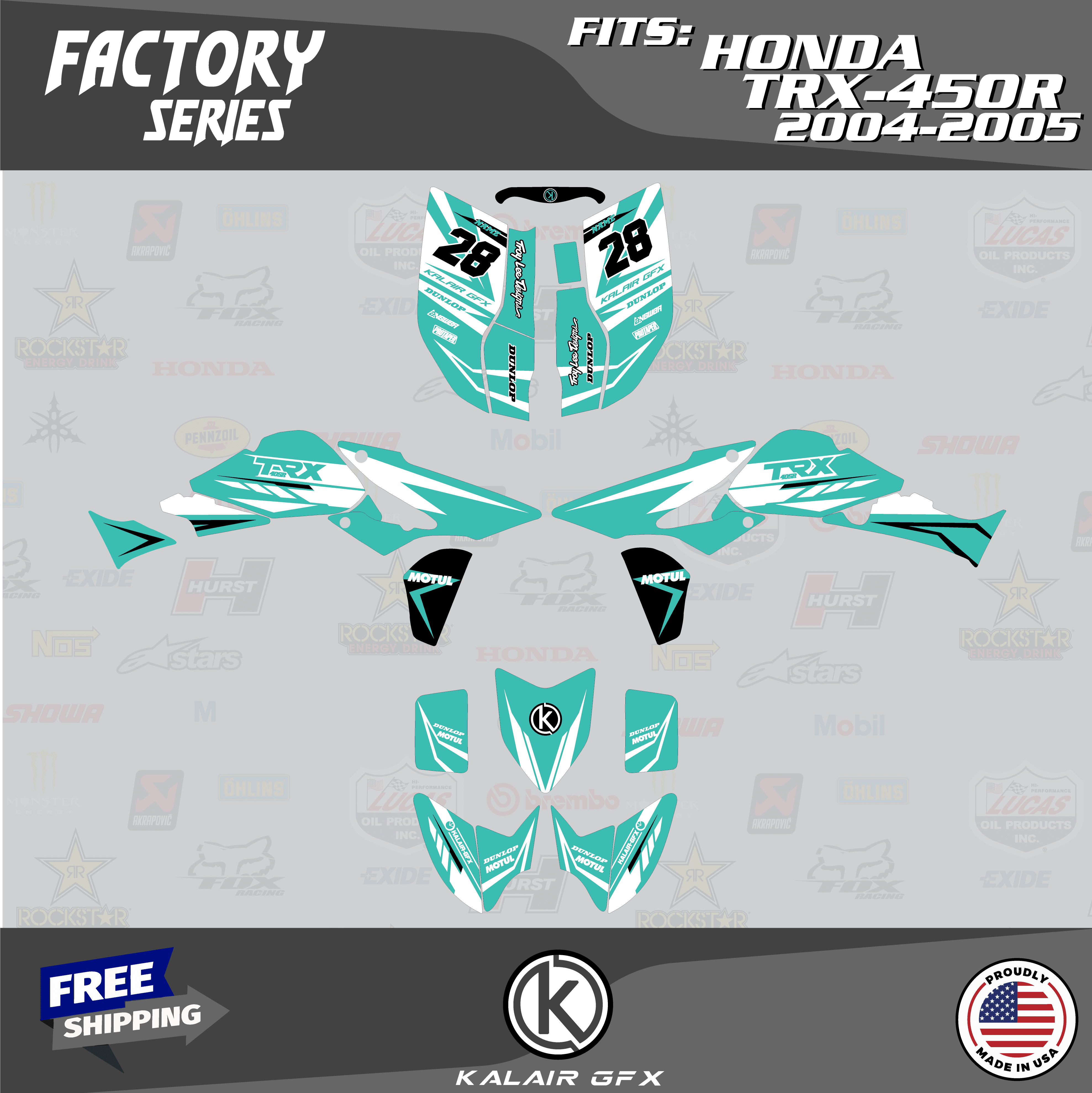 Kalair GFX Graphics Kit for Honda TRX450R (2004-2005) Factory Series ...