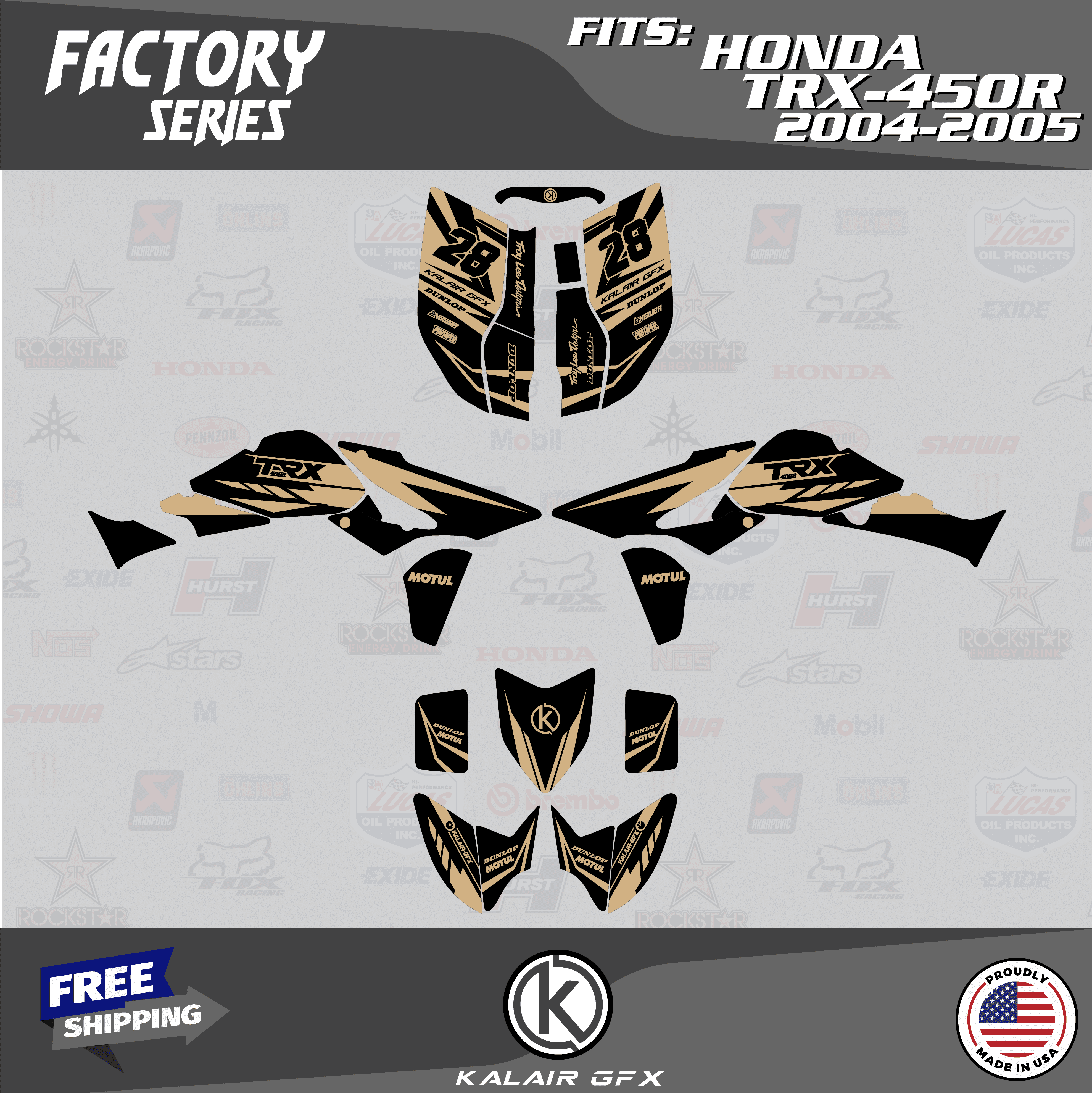Kalair GFX Graphics Kit for Honda TRX450R (2004-2005) Factory Series ...