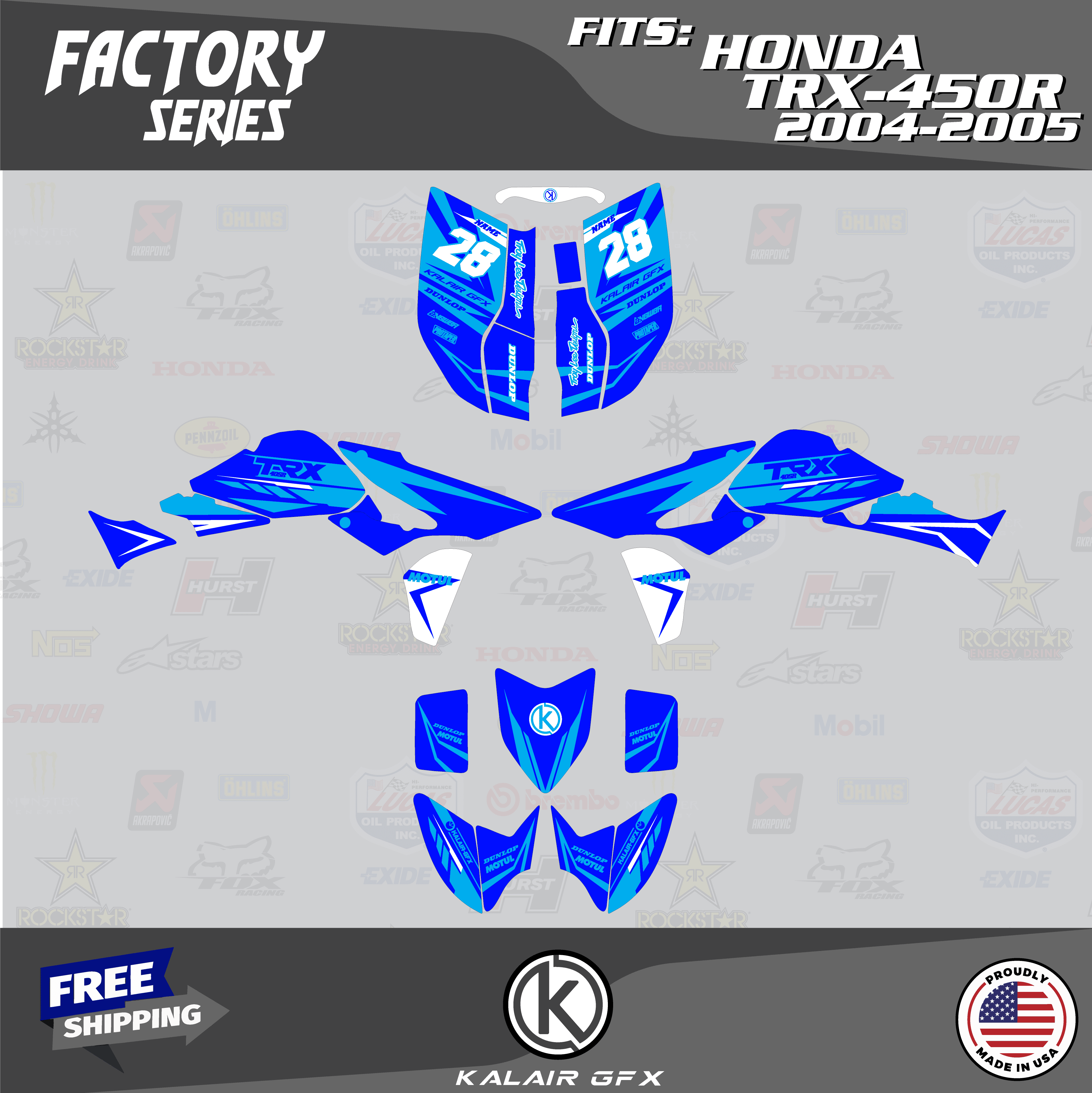 Kalair GFX Graphics Kit for Honda TRX450R (2004-2005) Factory Series ...