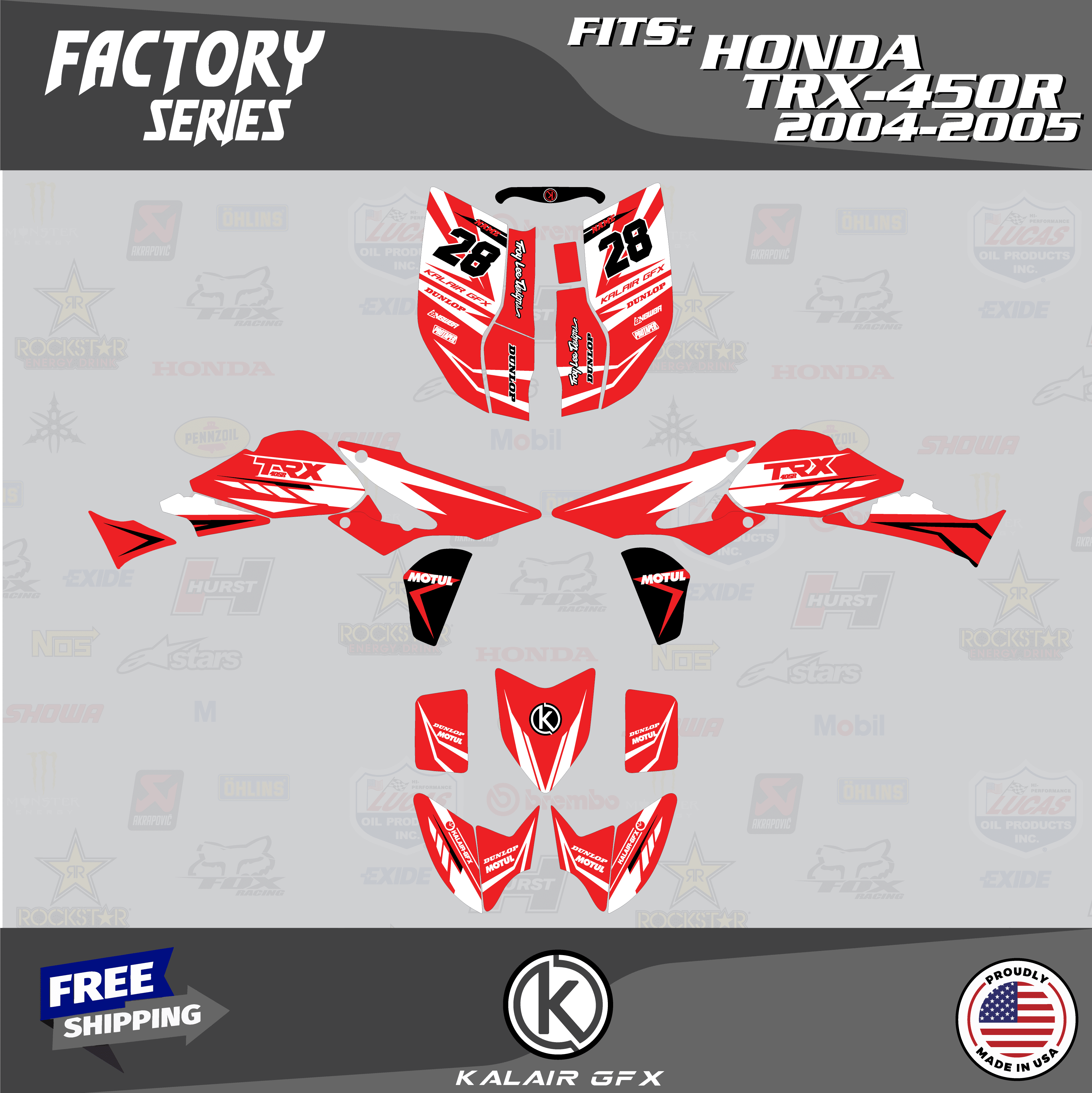 Kalair GFX Graphics Kit for Honda TRX450R (2004-2005) Factory Series ...