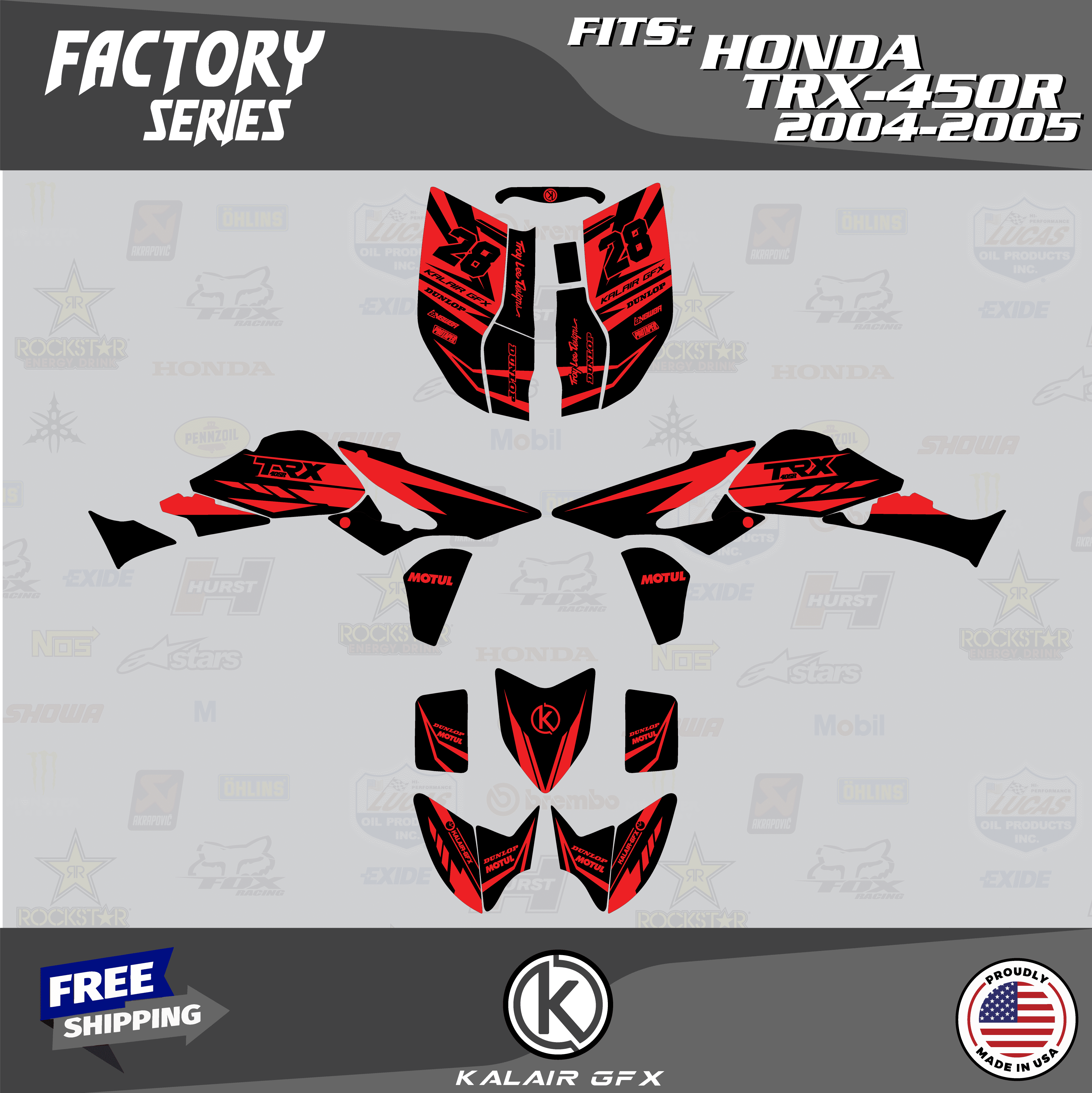 Kalair GFX Graphics Kit for Honda TRX450R (2004-2005) Factory Series ...