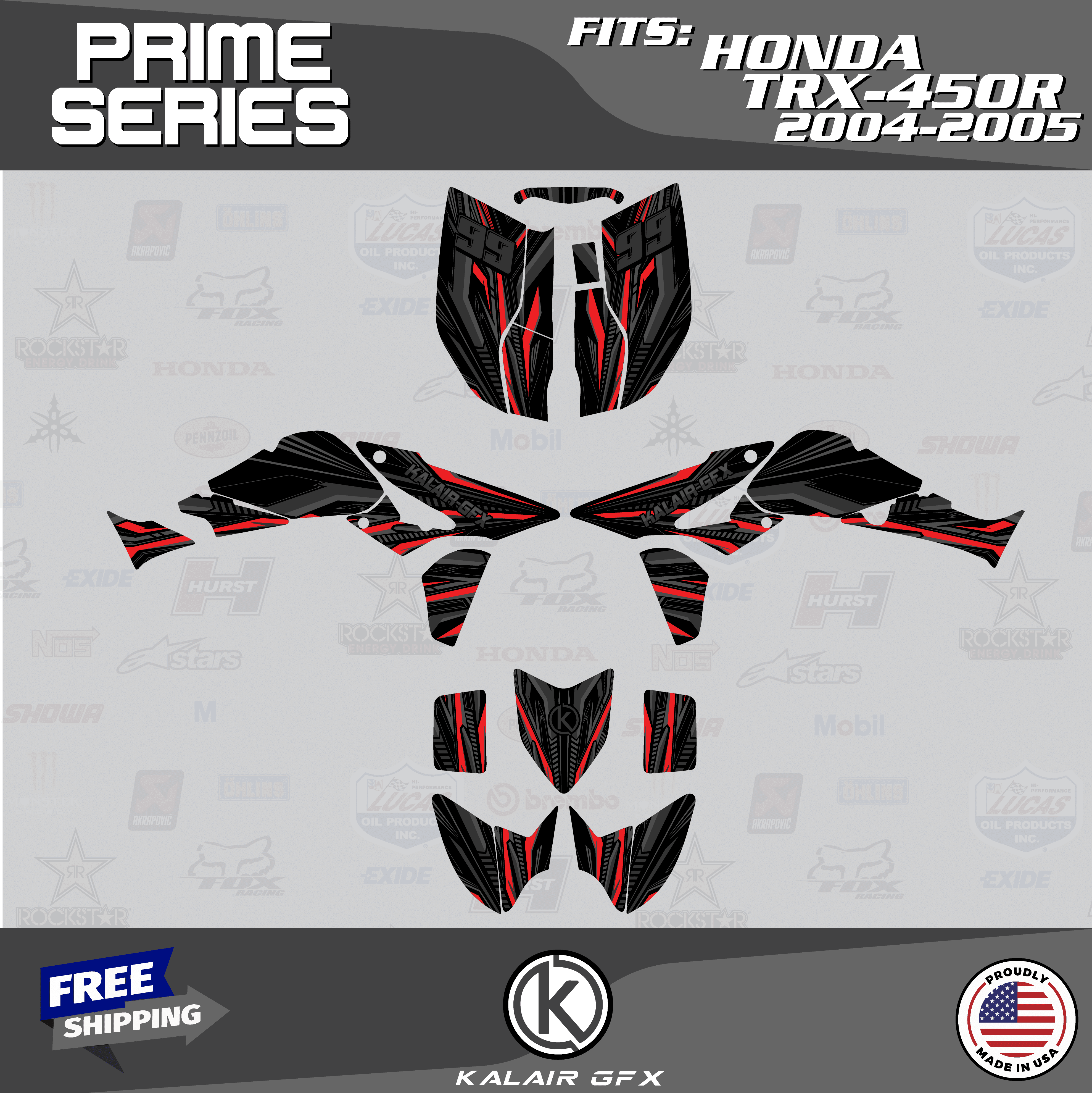 Kalair GFX Graphics Kit for Honda TRX450R (2004-2005) Prime Series ...