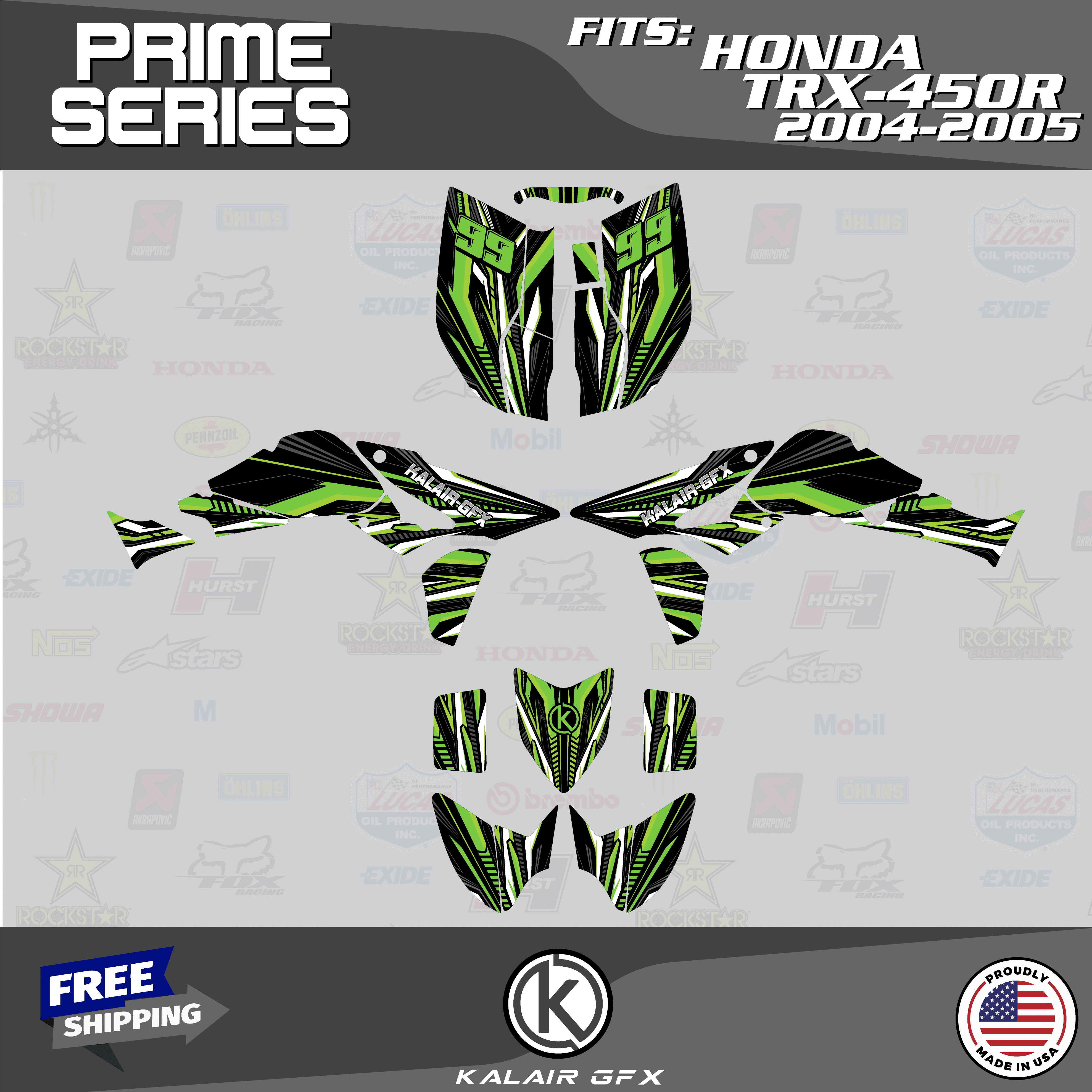 Kalair GFX Graphics Kit for Honda TRX450R (2004-2005) Prime Series ...