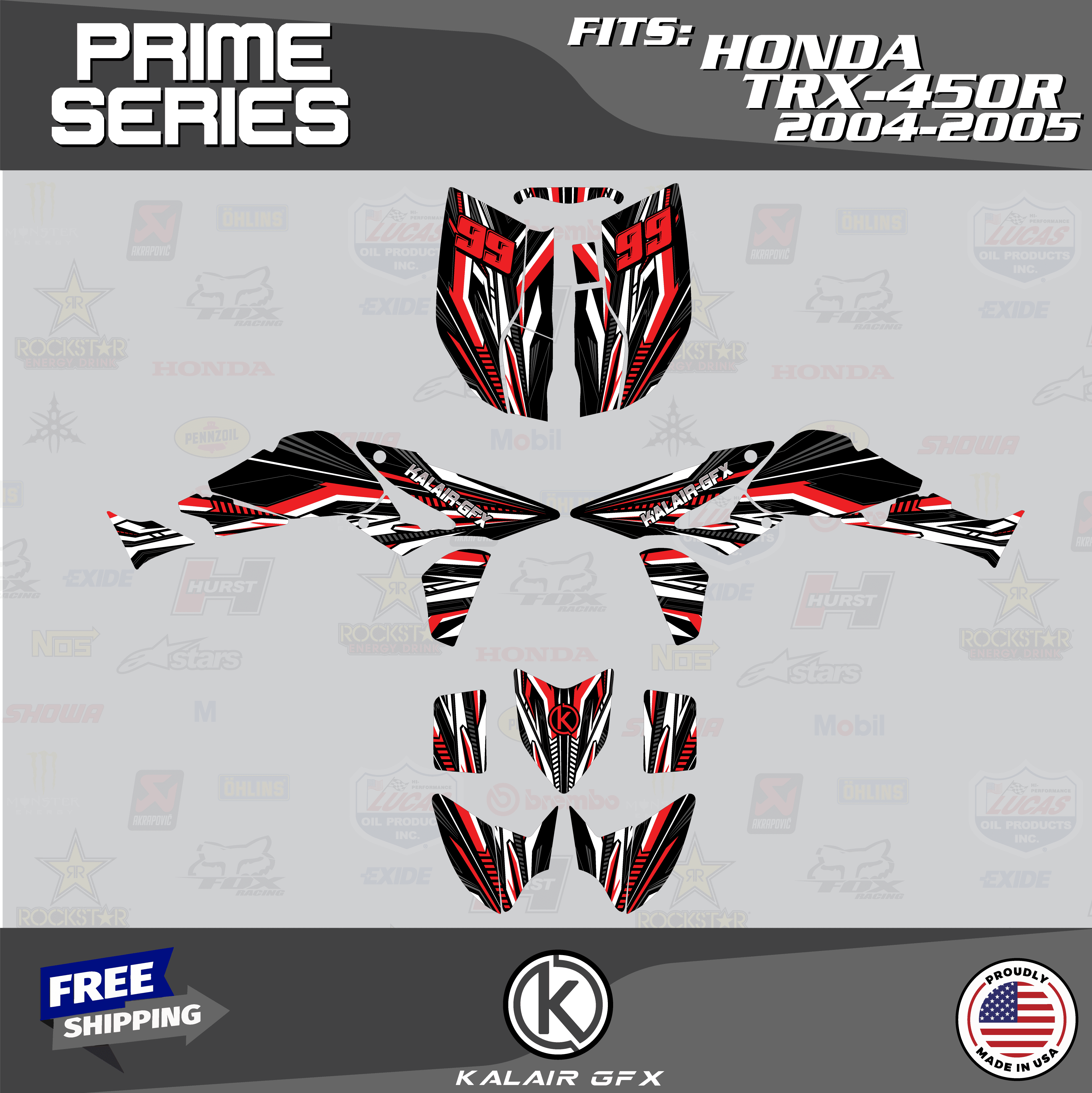 Kalair GFX Graphics Kit for Honda TRX450R (2004-2005) Prime Series ...