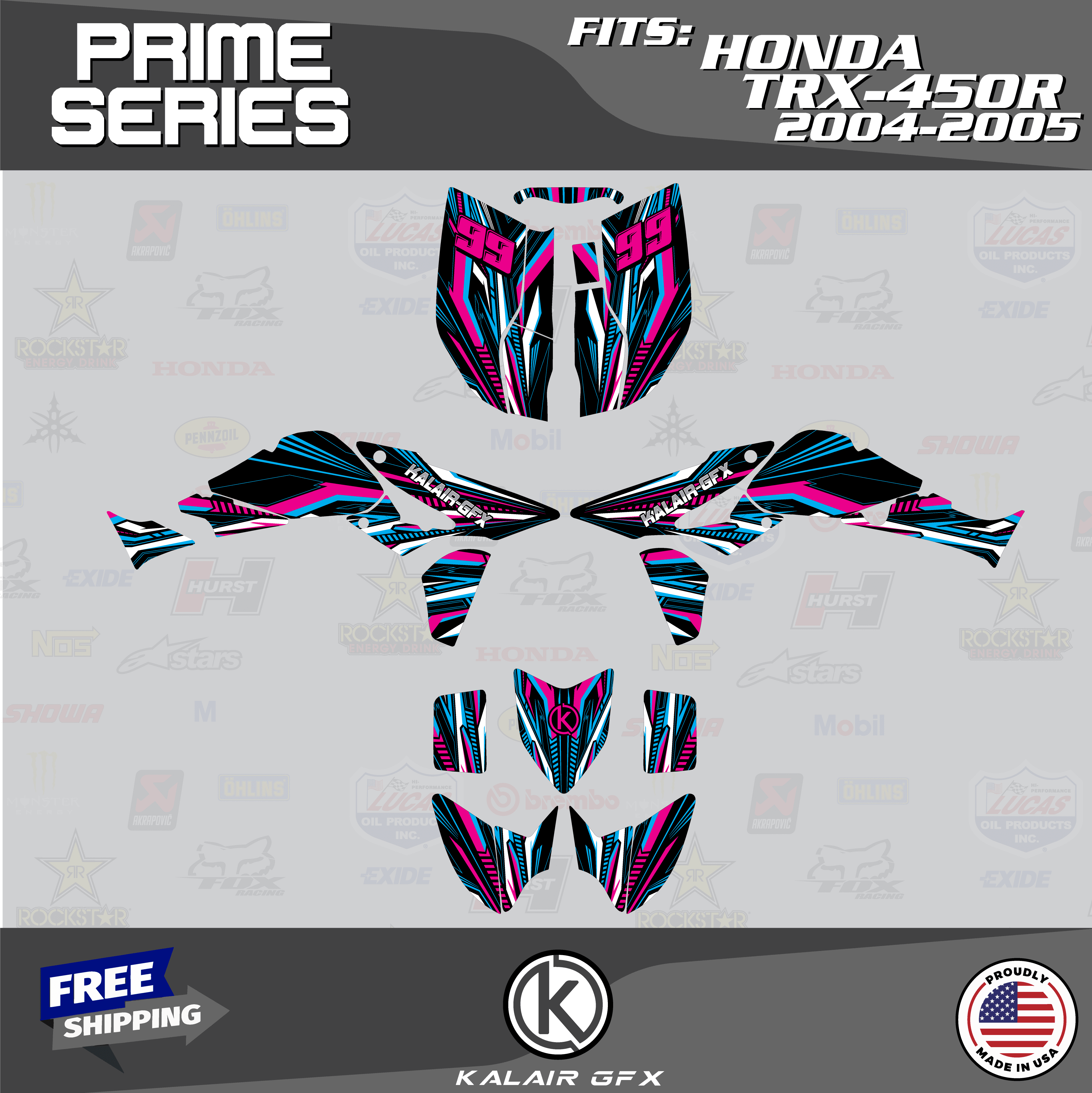 Kalair GFX Graphics Kit for Honda TRX450R (2004-2005) Prime Series ...