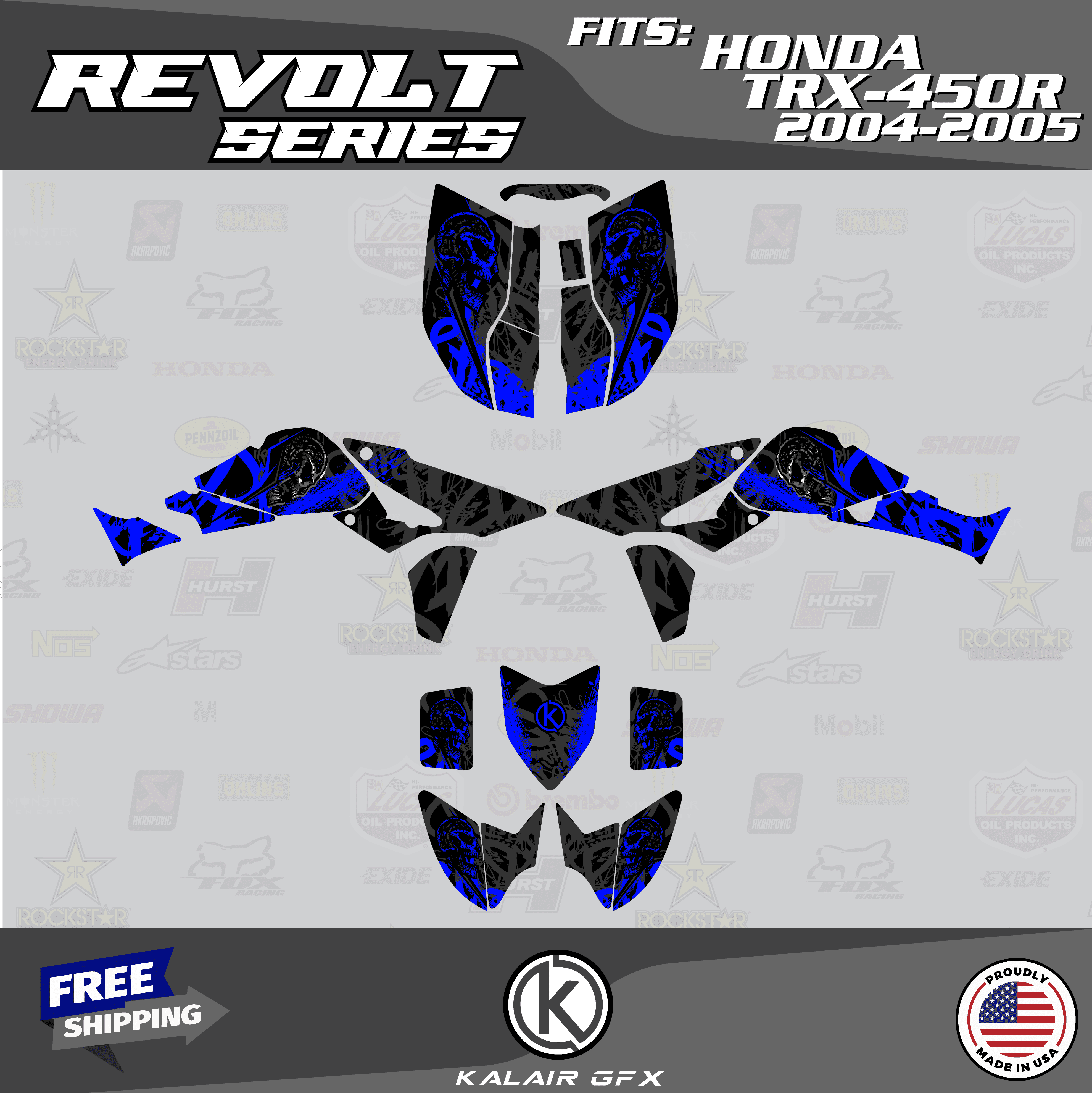 Kalair GFX Graphics Kit for Honda TRX450R (2004-2005) Revolt Series ...