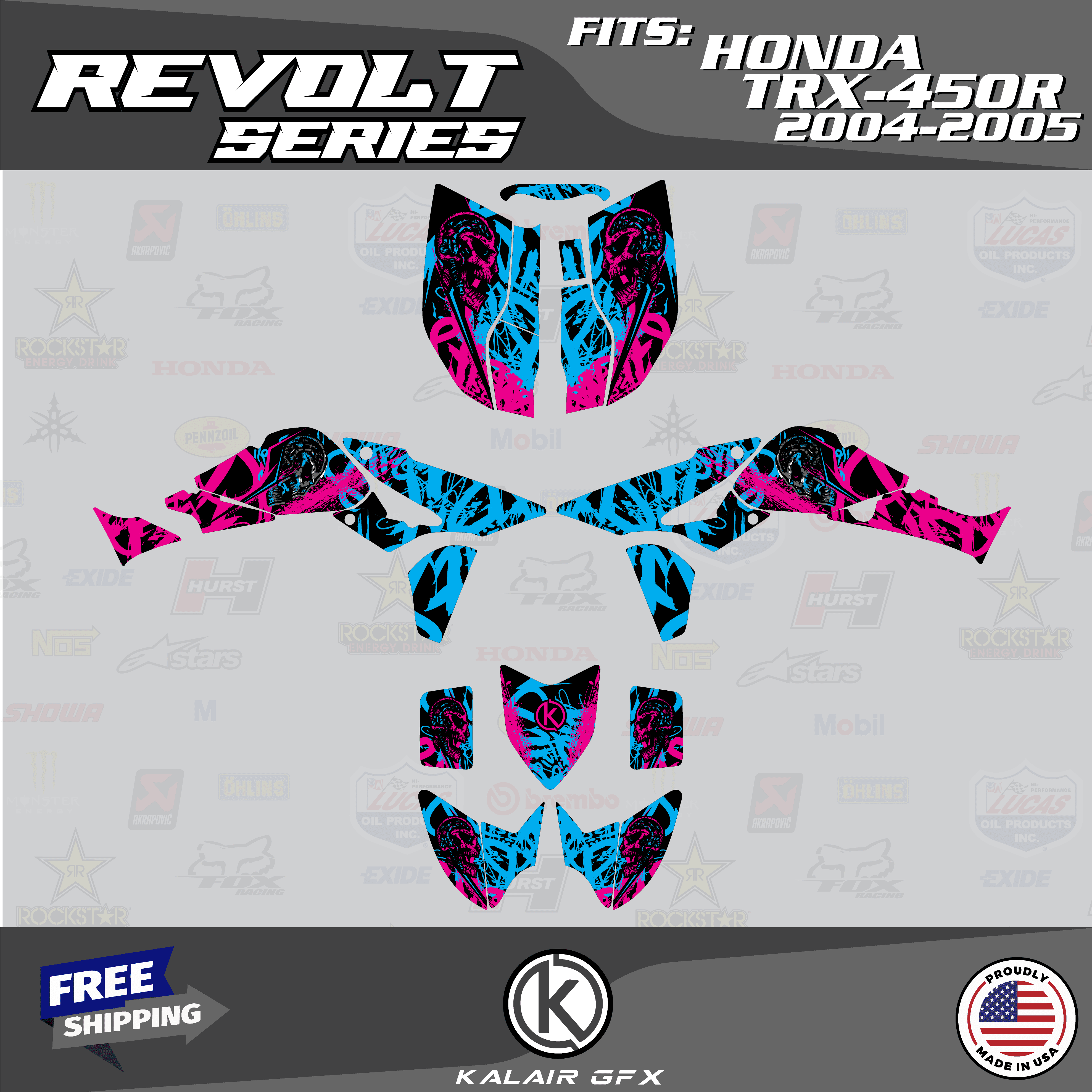 Kalair GFX Graphics Kit for Honda TRX450R (2004-2005) Revolt Series ...