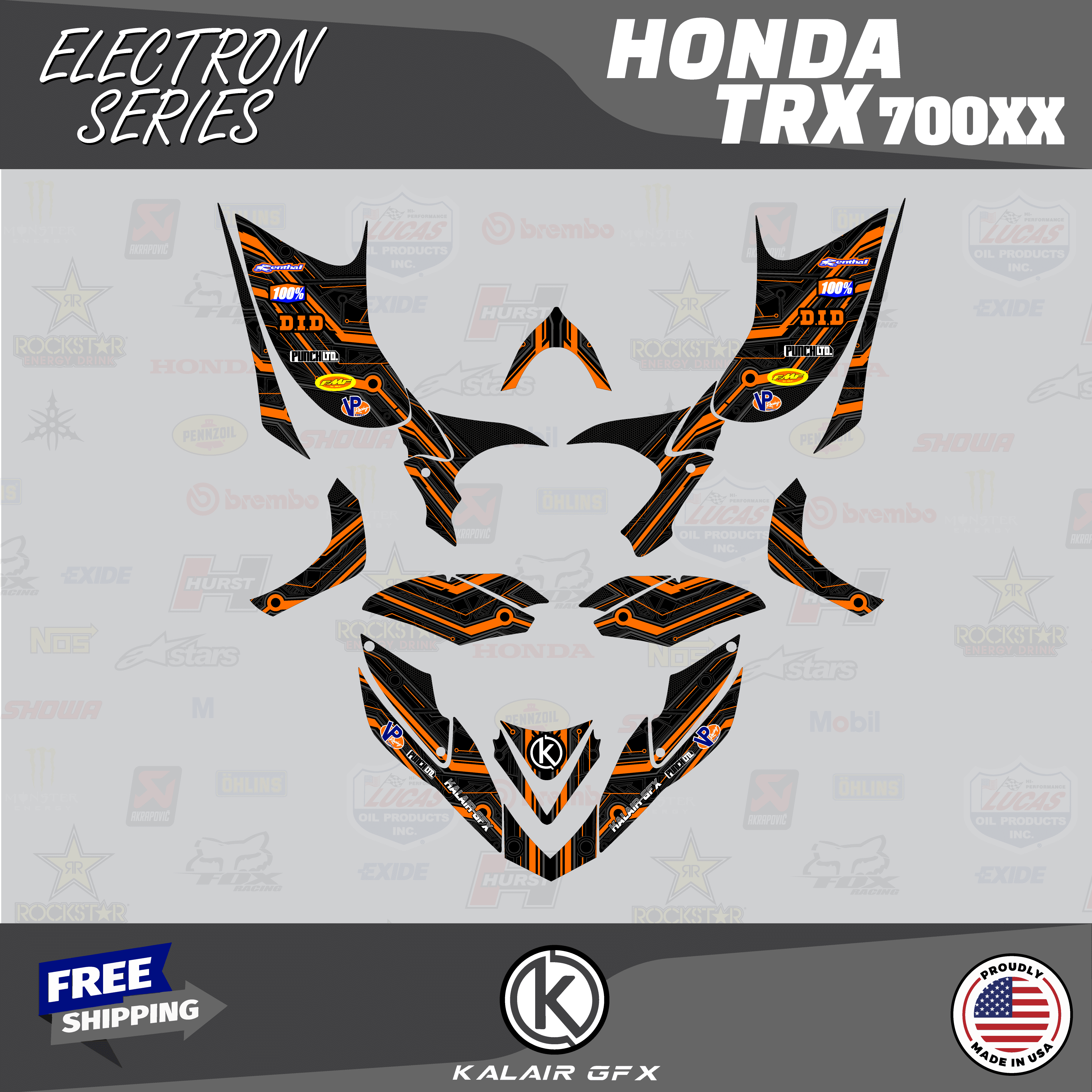 Kalair GFX Graphics Kit for Honda TRX700EX (All Years) Electron Series ...