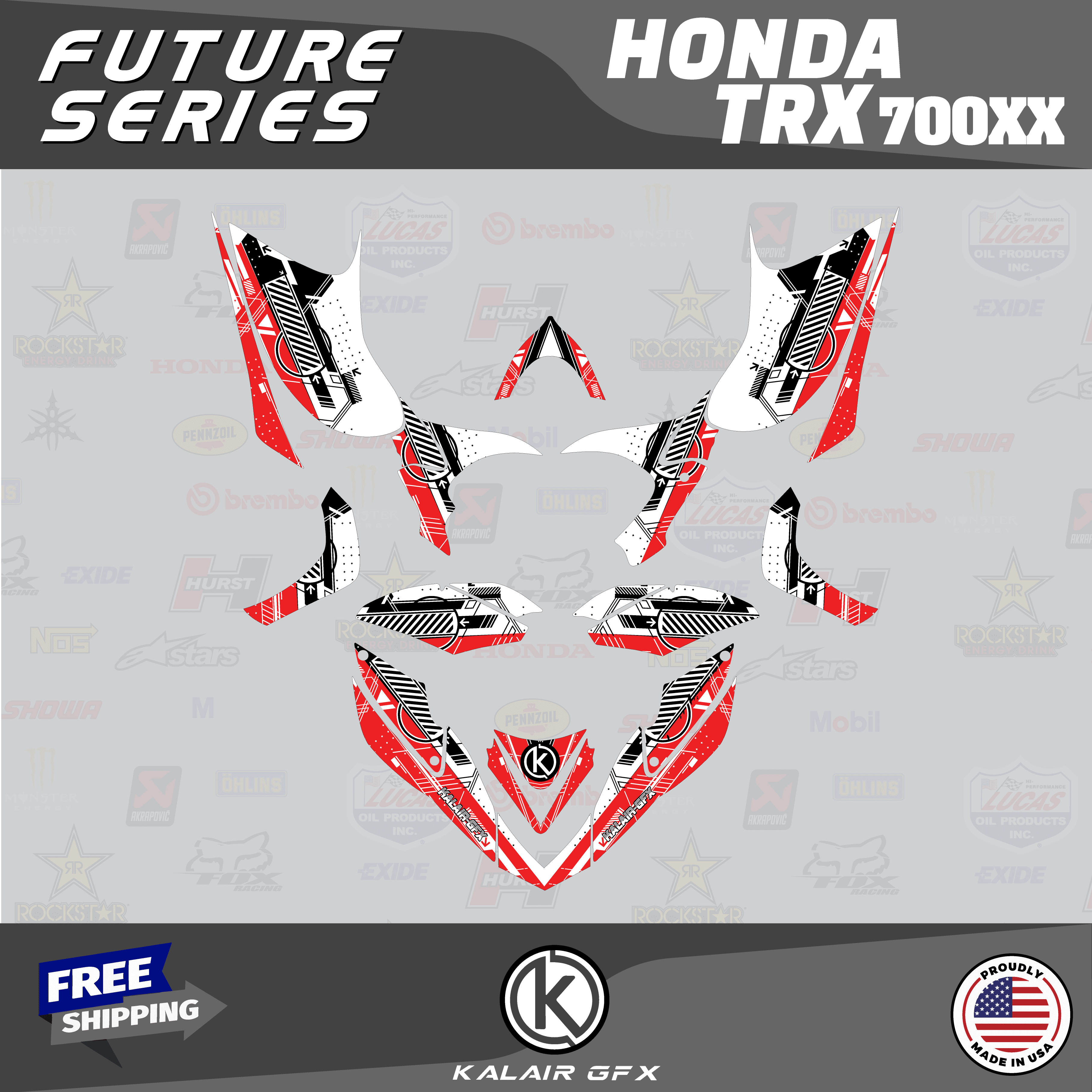 ATV Graphics Kit Rebel Series Graphics Kit For Honda TRX700EX ATV (All ...