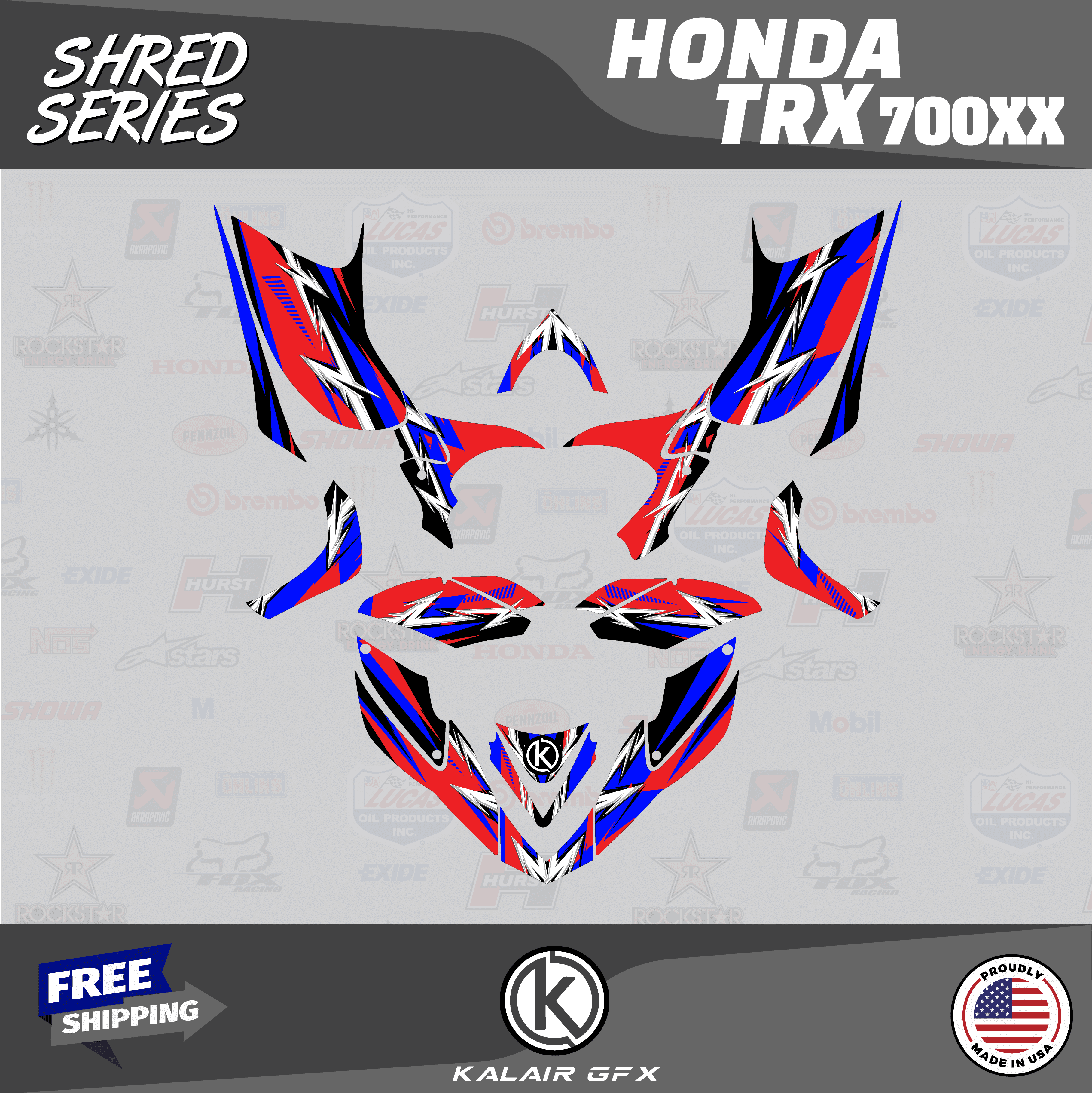 Kalair GFX Graphics Kit for Honda TRX700EX (All Years) Shred Series ...