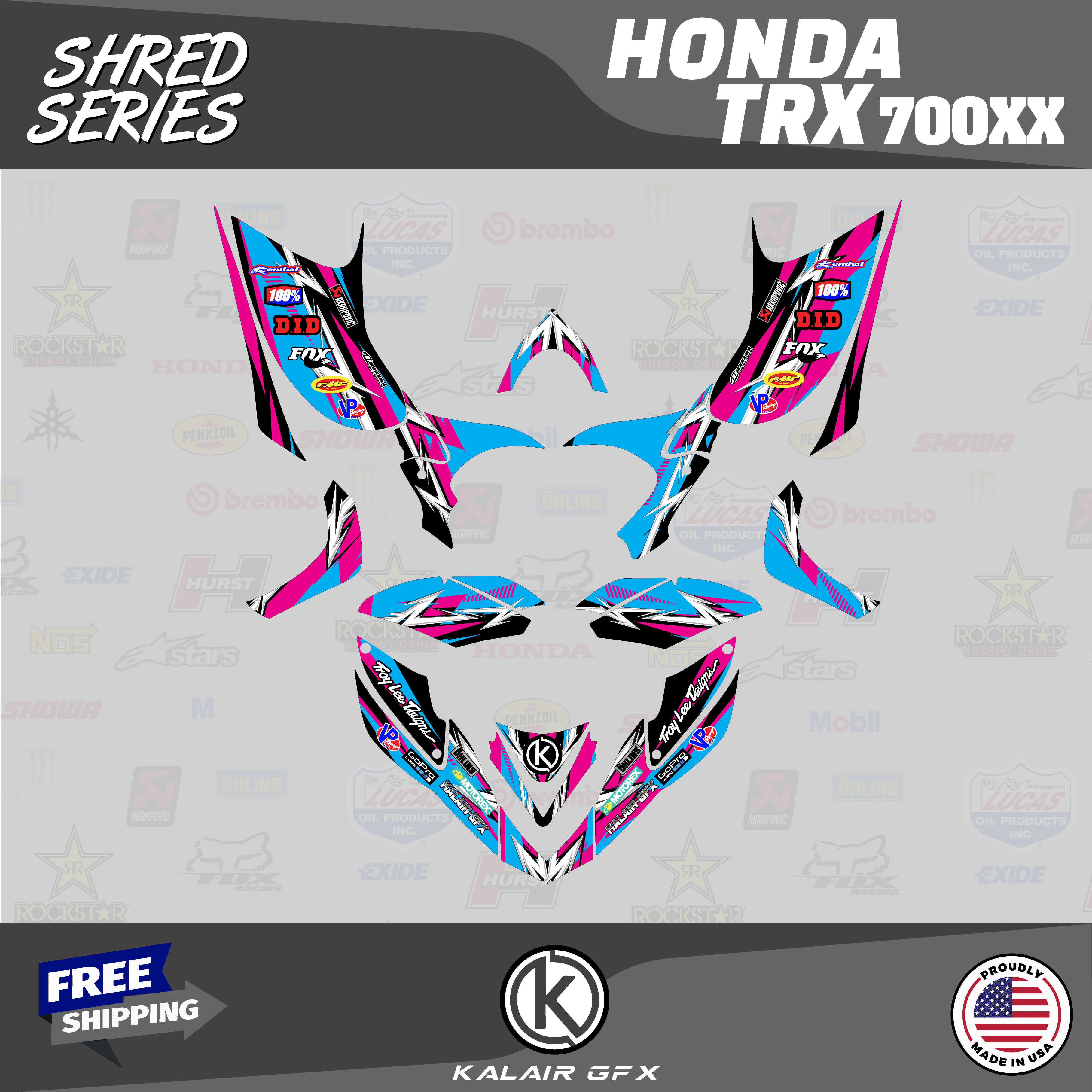 Kalair GFX Graphics Kit for Honda TRX700EX (All Years) Shred Series ...