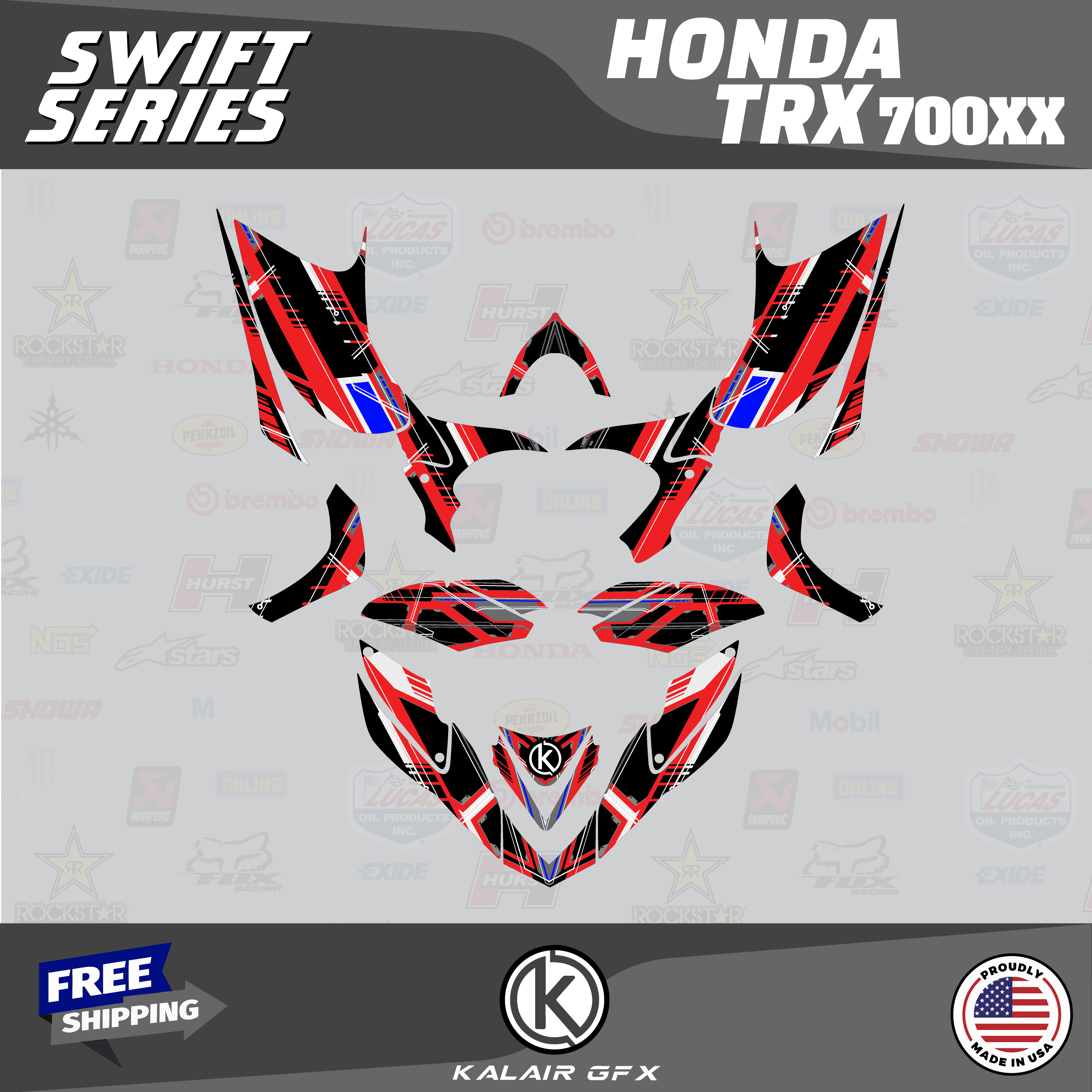 Kalair GFX Graphics Kit for Honda TRX700EX (All Years) Swift Series ...