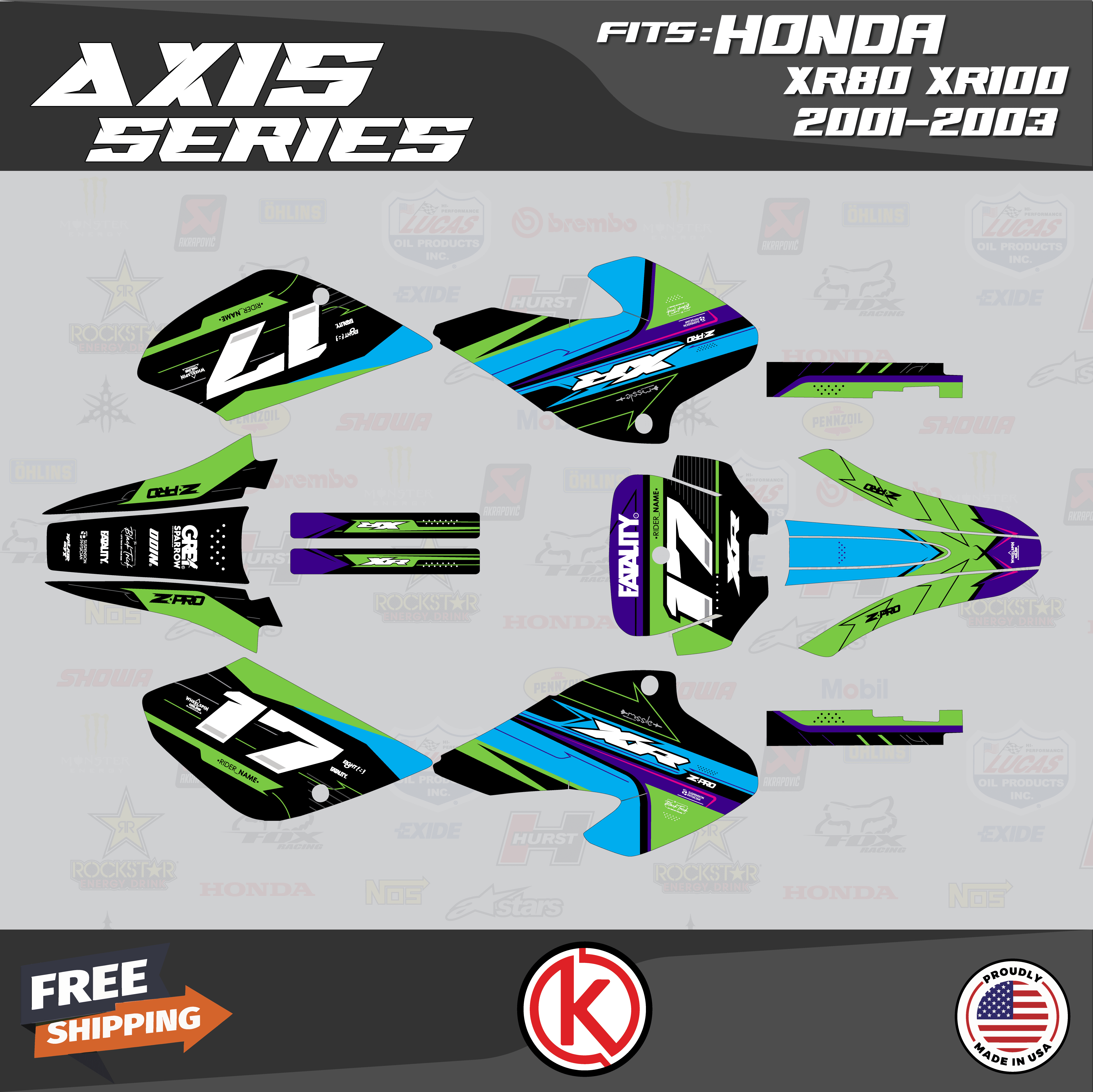 Kalair GFX Graphics Kit for Honda XR100 (2001-2003) Axis Series ...